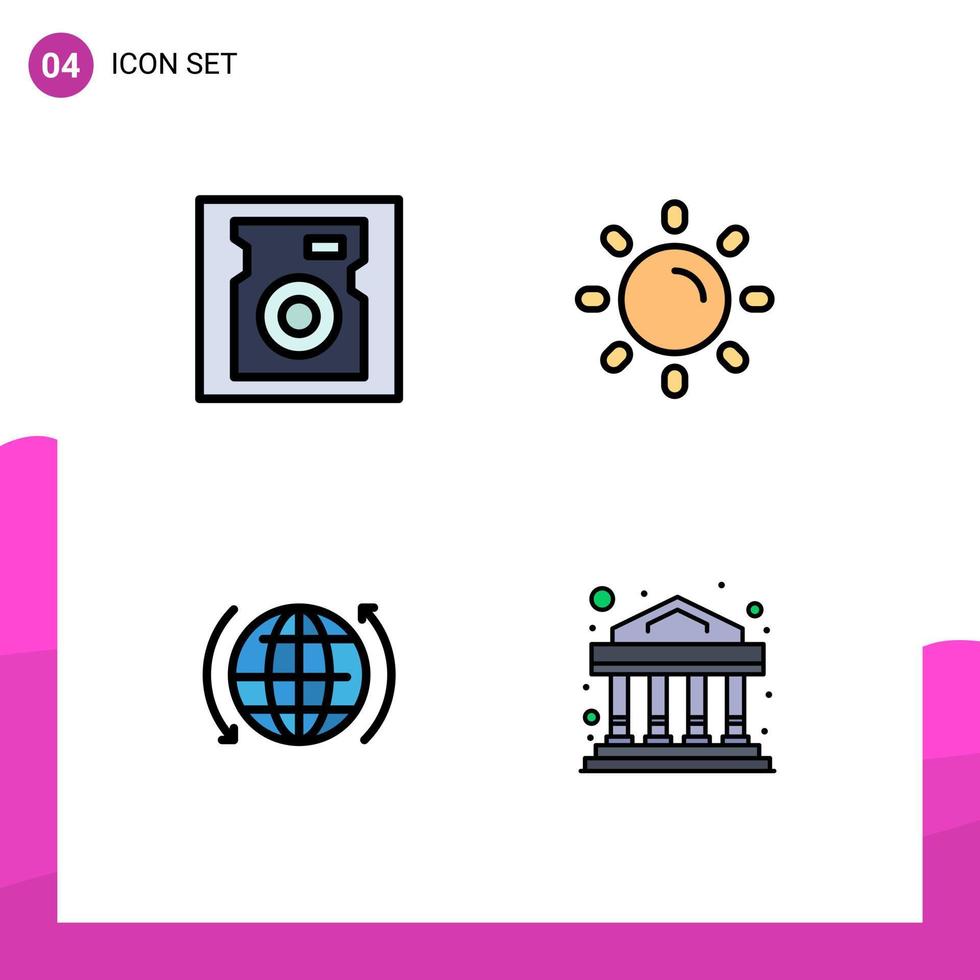 Set of 4 Modern UI Icons Symbols Signs for disk internet brightness ...