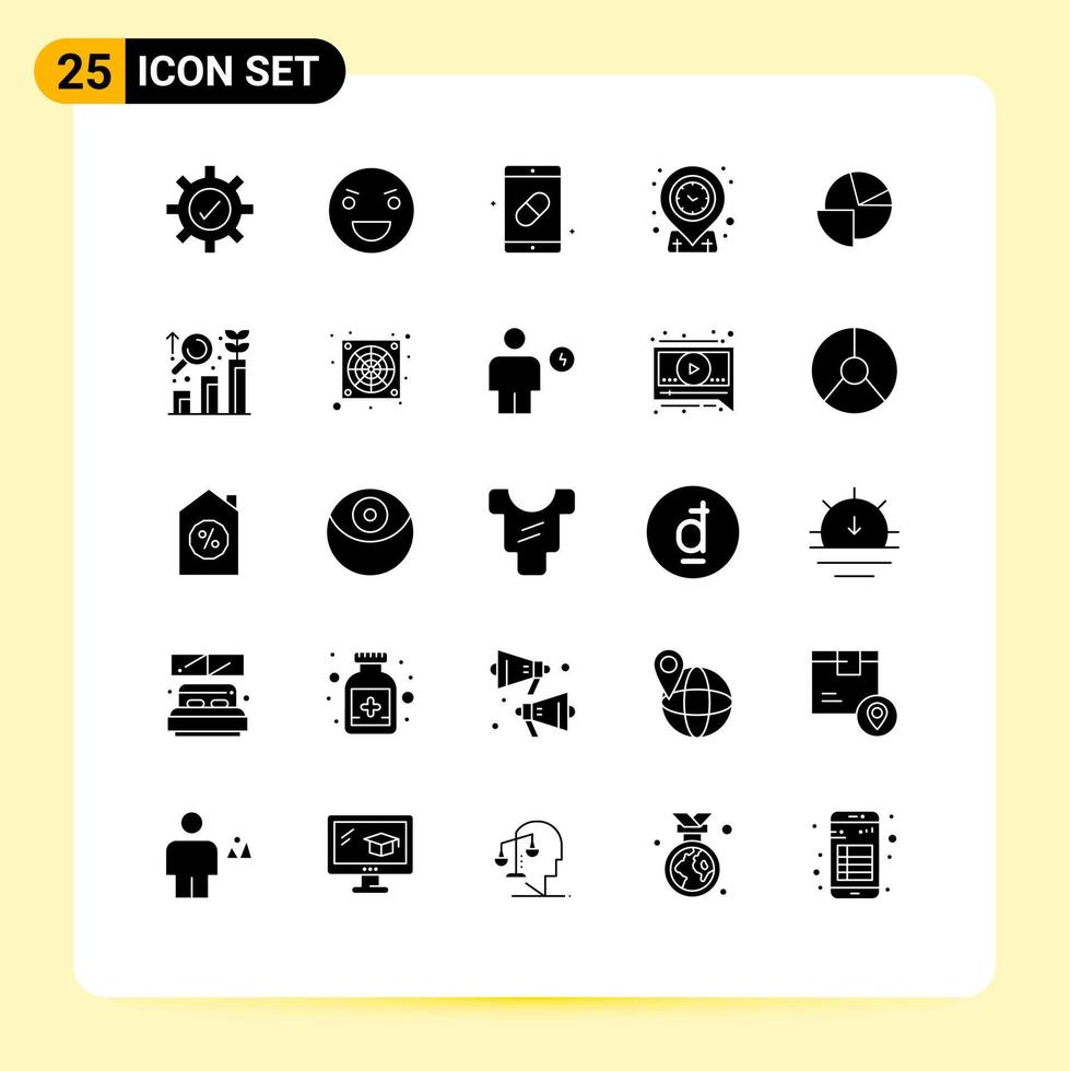 Solid Glyph Pack of 25 Universal Symbols of analytics targeting mobile ...