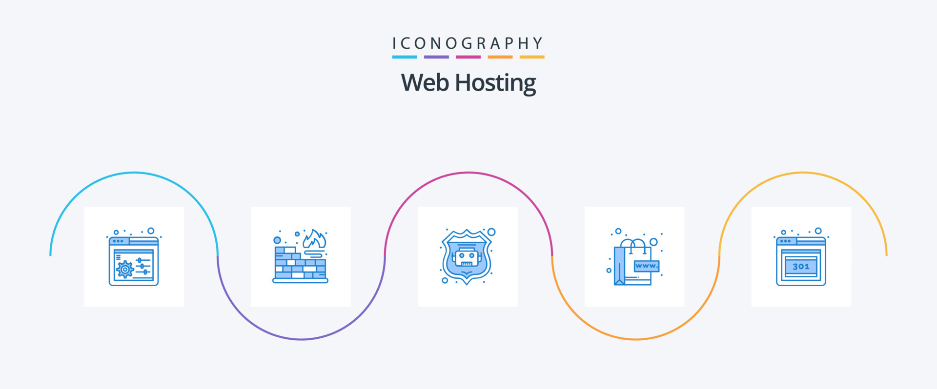 Web Hosting Blue 5 Icon Pack Including Error Web Error World 18520058 Vector Art At Vecteezy