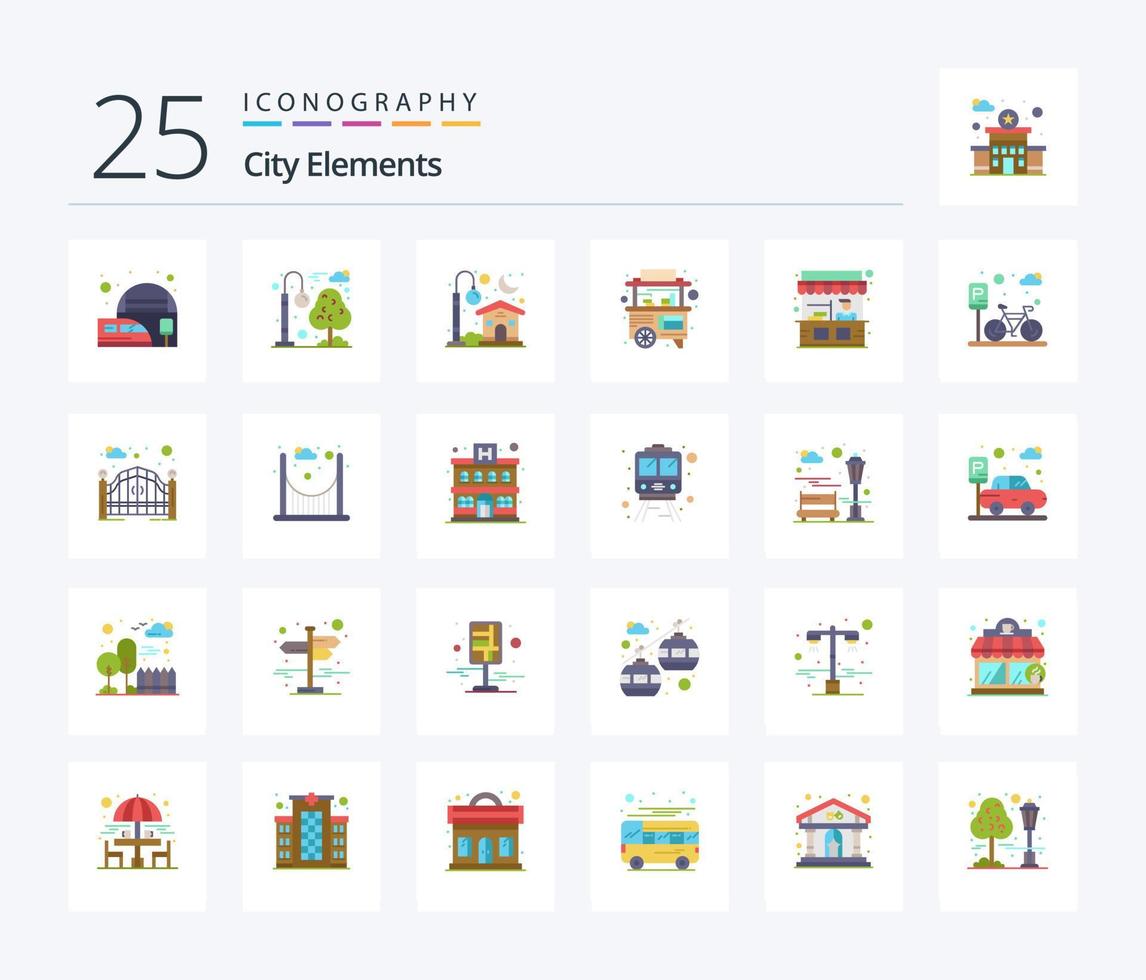 City Elements 25 Flat Color icon pack including stall. thailand. home ...