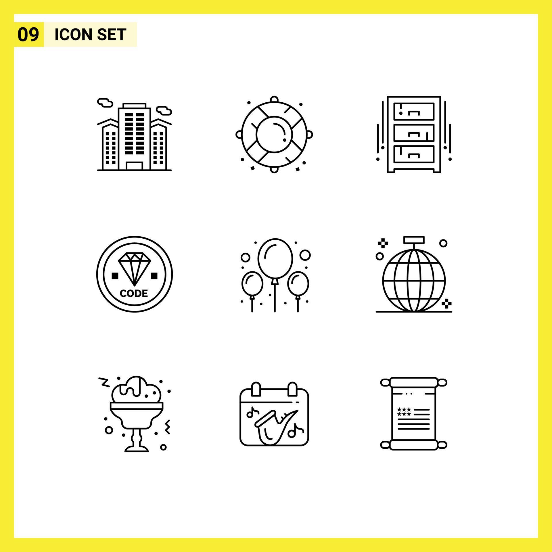 Set Of 9 Vector Outlines On Grid For Development Coding Rescue Code Office Draw Editable Vector