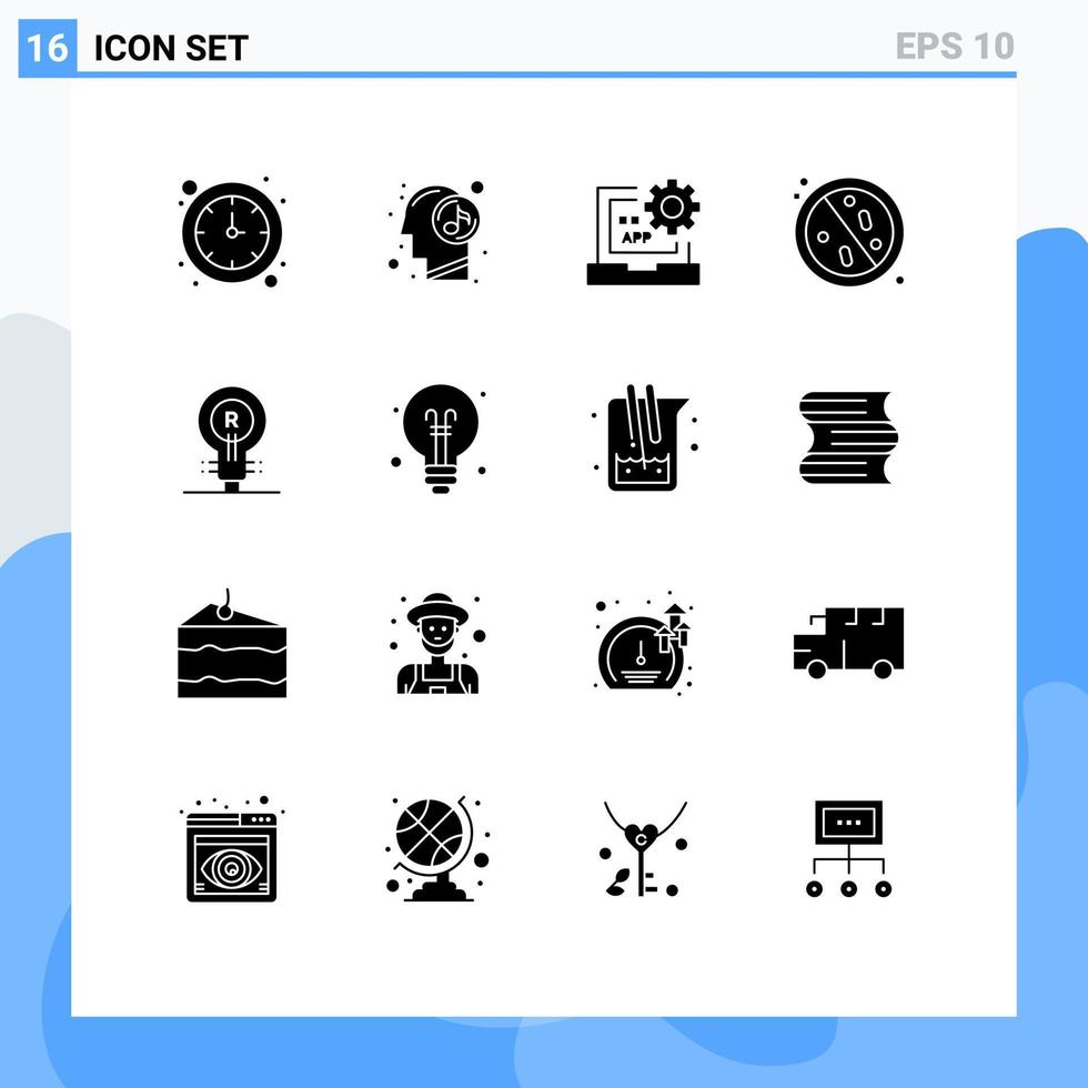 Set of 16 Modern UI Icons Symbols Signs for hospital healthcare coding antibacterial anti ...