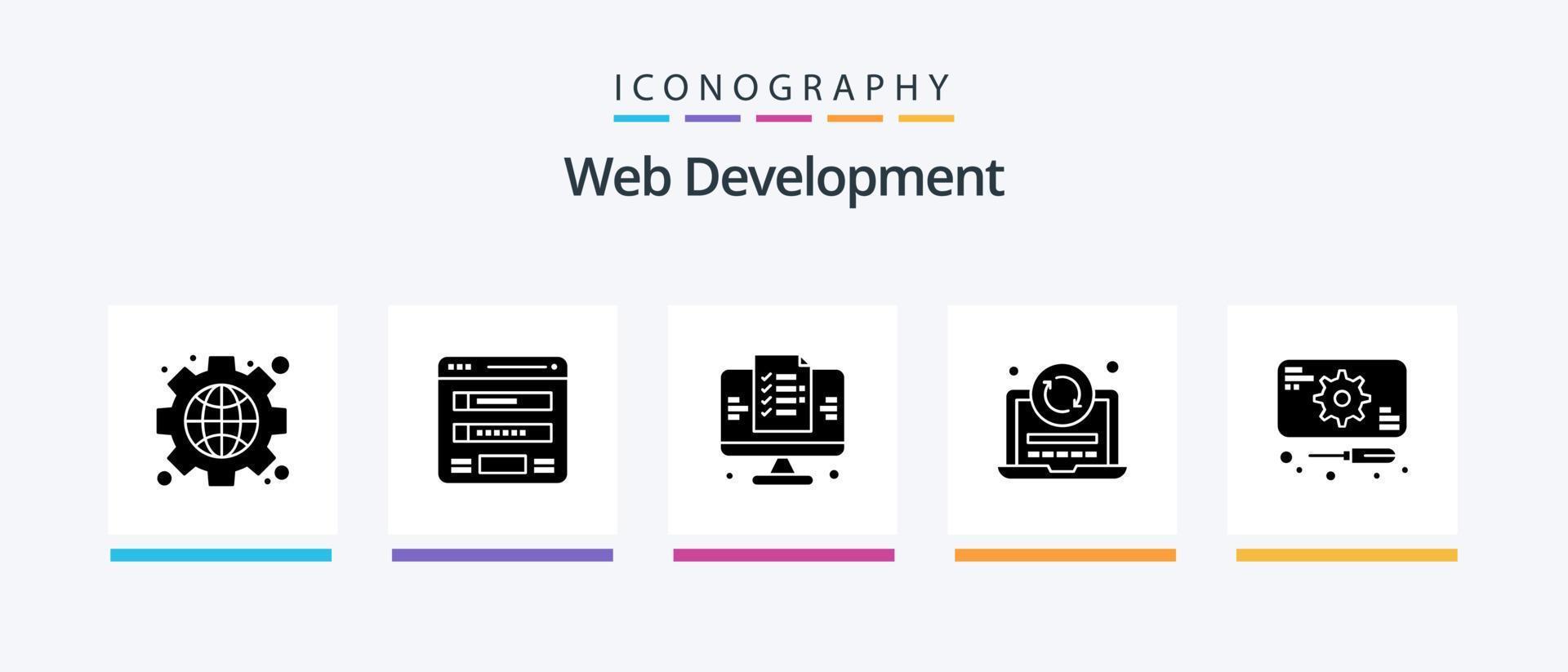 Web Development Glyph 5 Icon Pack Including development. reload. web. refresh. website. Creative ...
