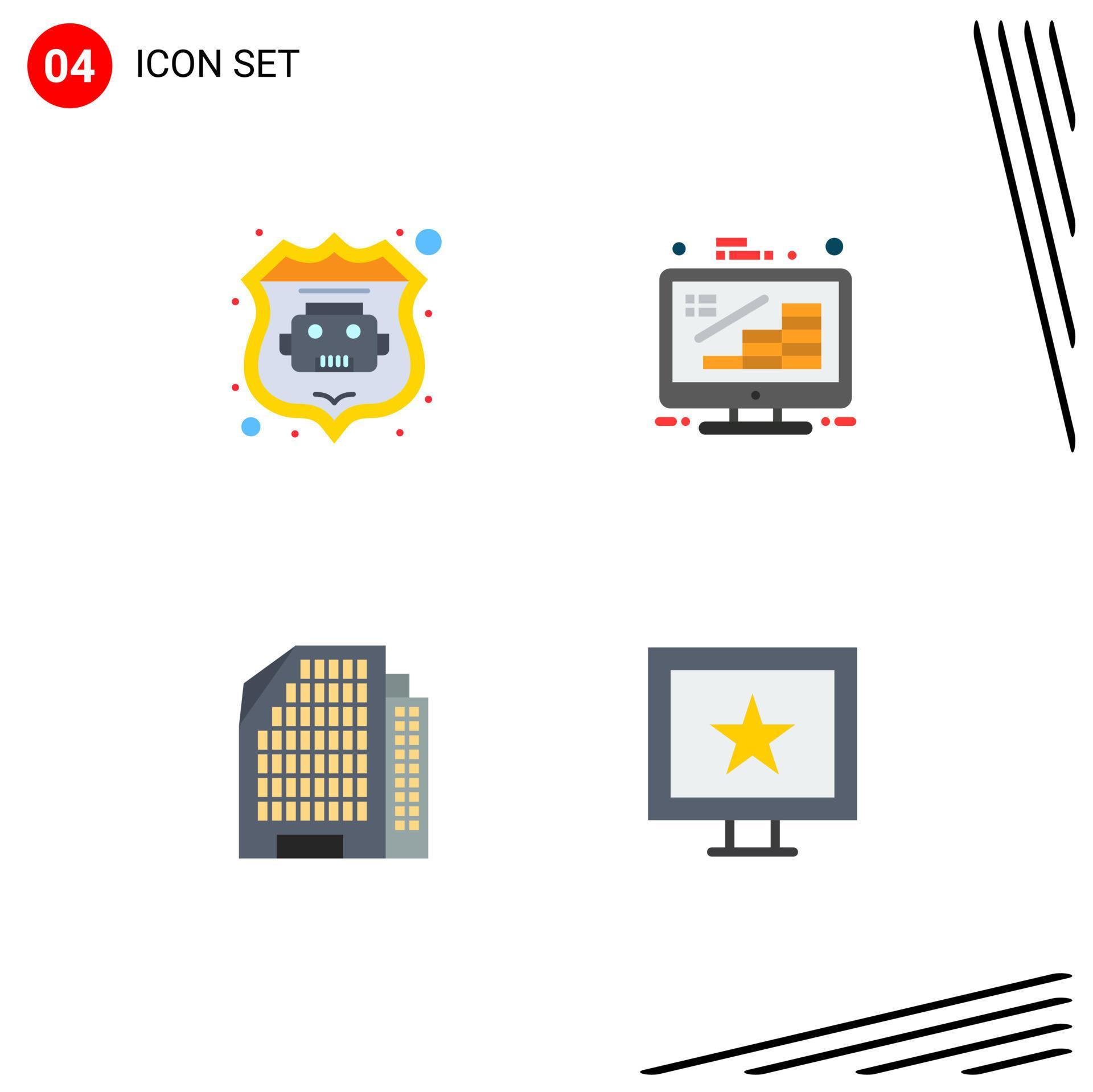 4 Thematic Vector Flat Icons and Editable Symbols of internet bot ...