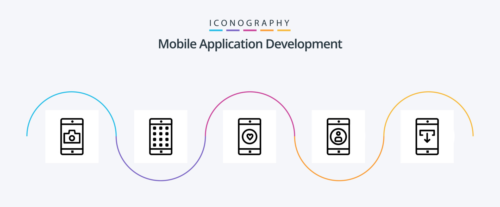 Mobile Application Development Line 5 Icon Pack Including Application Mobile Application