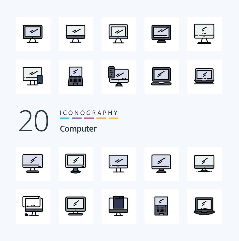 20 Computer Line Filled Color icon Pack like device computer imac mobile device 18524687 Vector ...