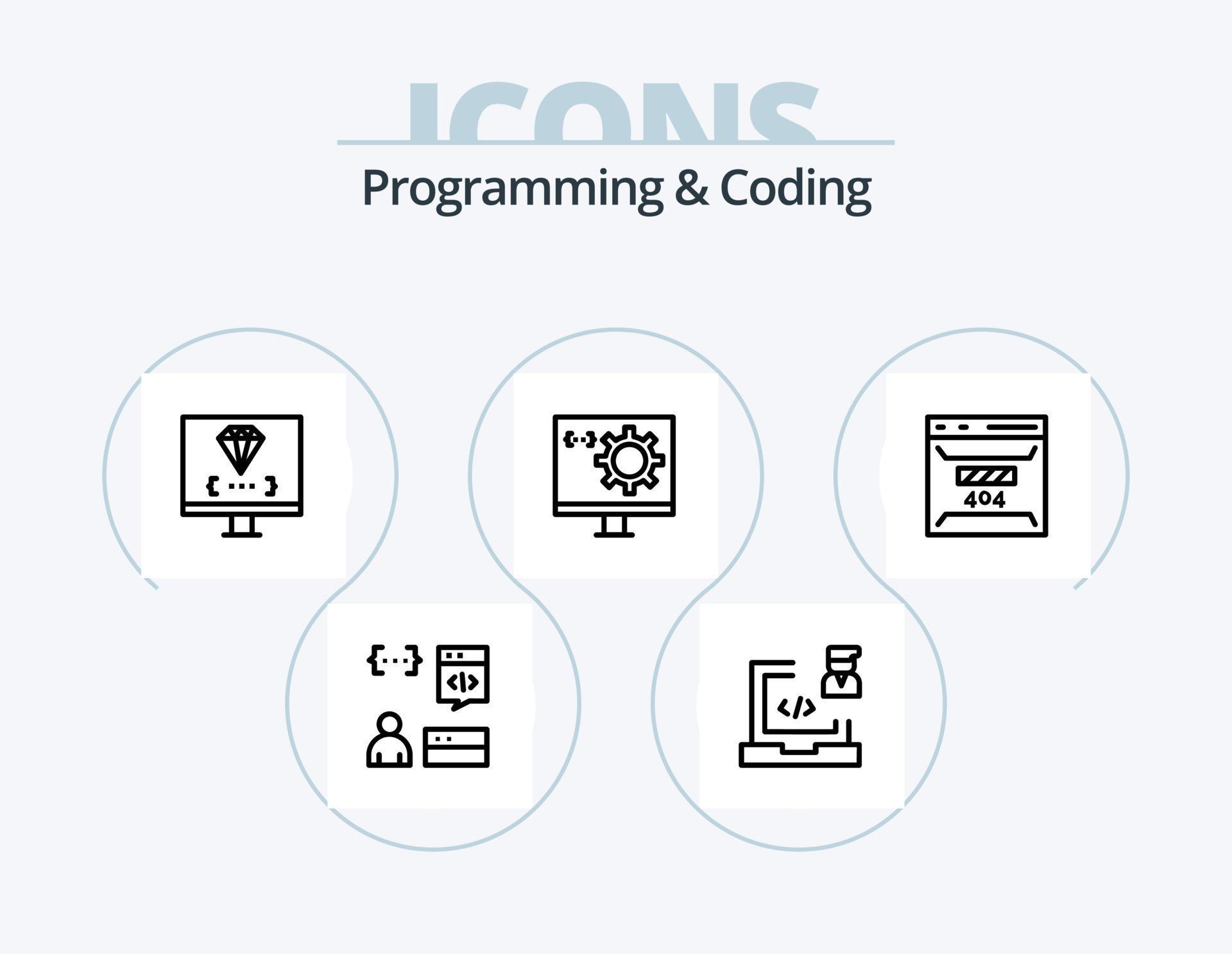 Programming And Coding Line Icon Pack 5 Icon Design Computer App Develop Development Css