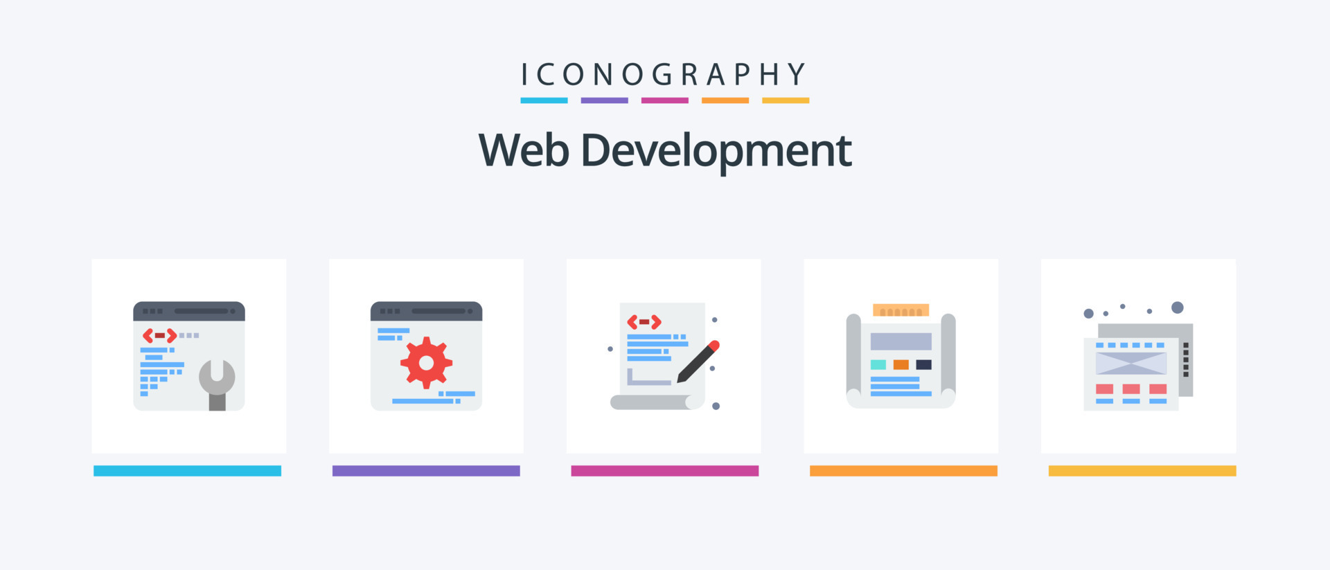 Web Development Flat 5 Icon Pack Including web. layout. language. drawing. design. Creative ...