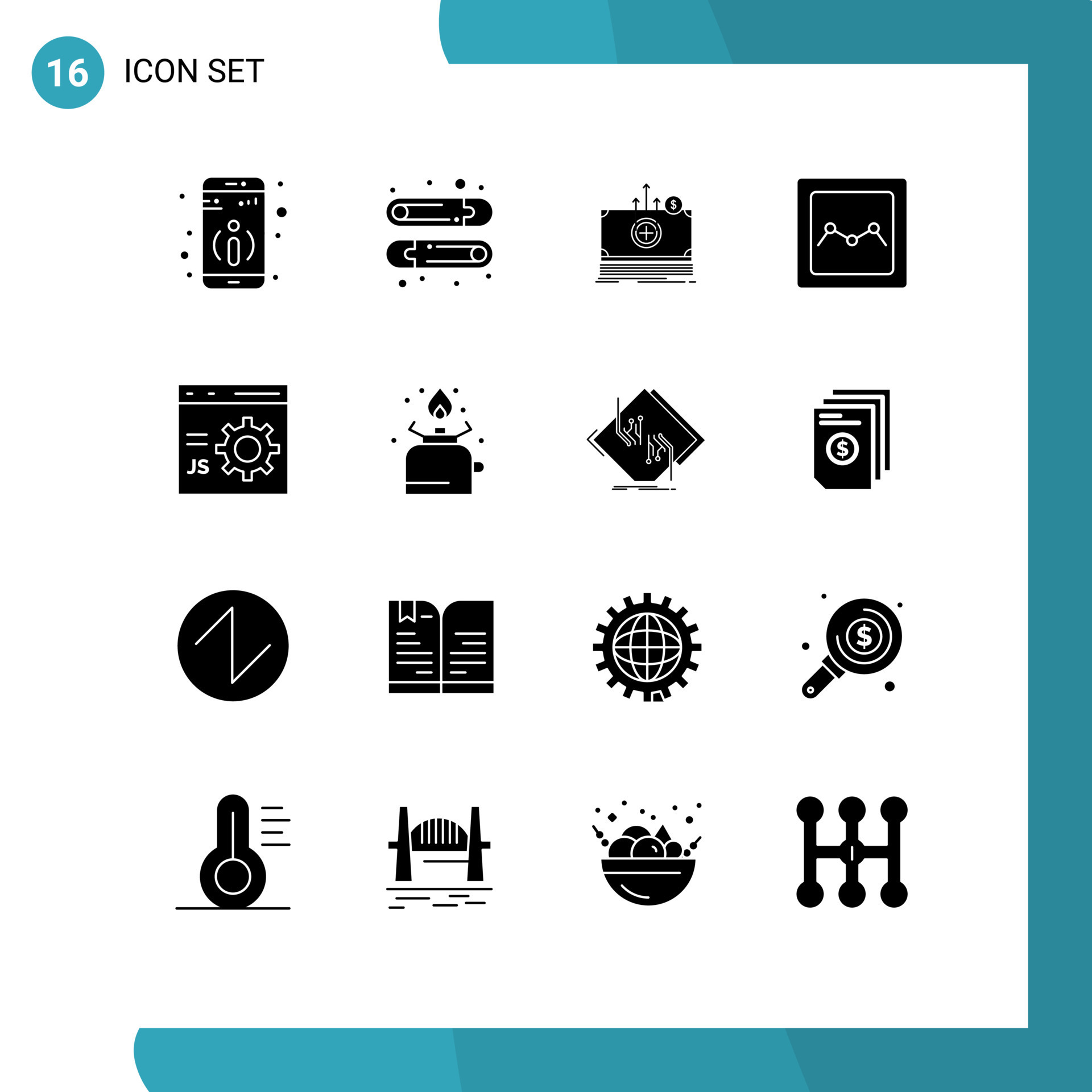 Stock Vector Icon Pack Of 16 Line Signs And Symbols For Programming