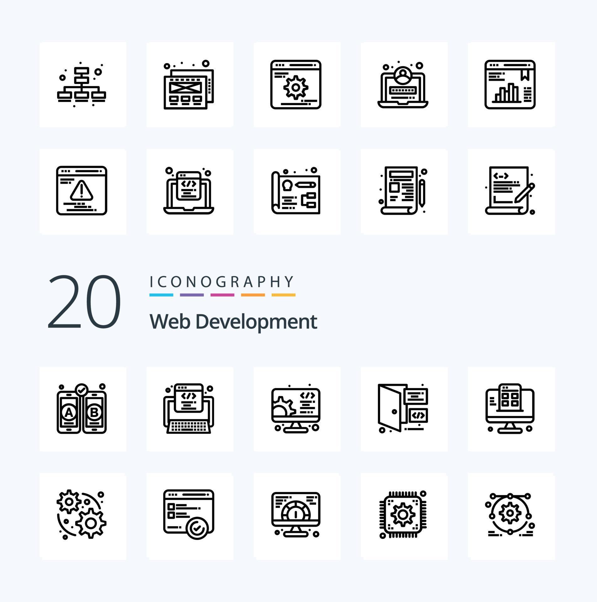 20 Web Development Line Icon Pack Like Mobile Development Service Page Coding 18525724 Vector
