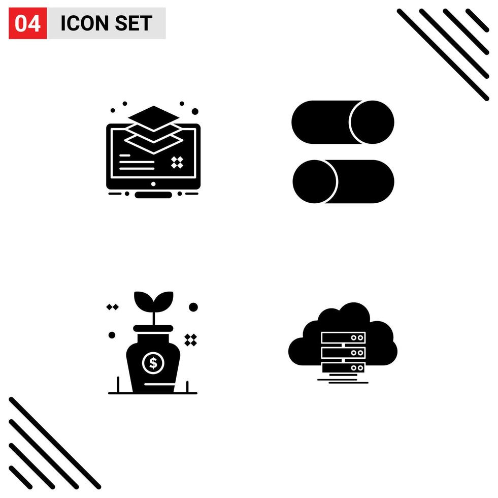 4 Thematic Vector Solid Glyphs And Editable Symbols Of Arrange Settings Buffer Layout Growth