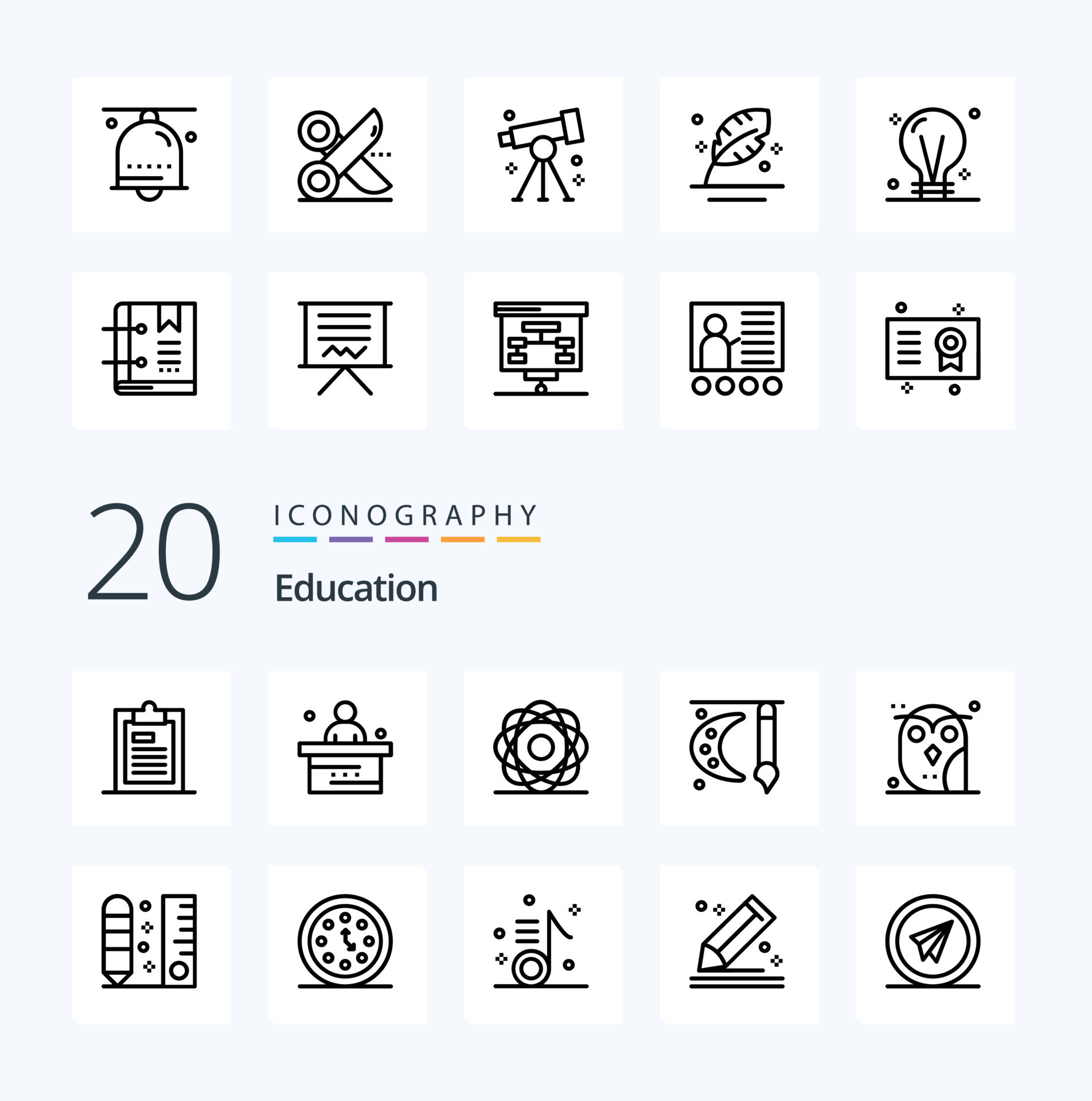 20 Education Line icon Pack like painting art student physics molecule ...