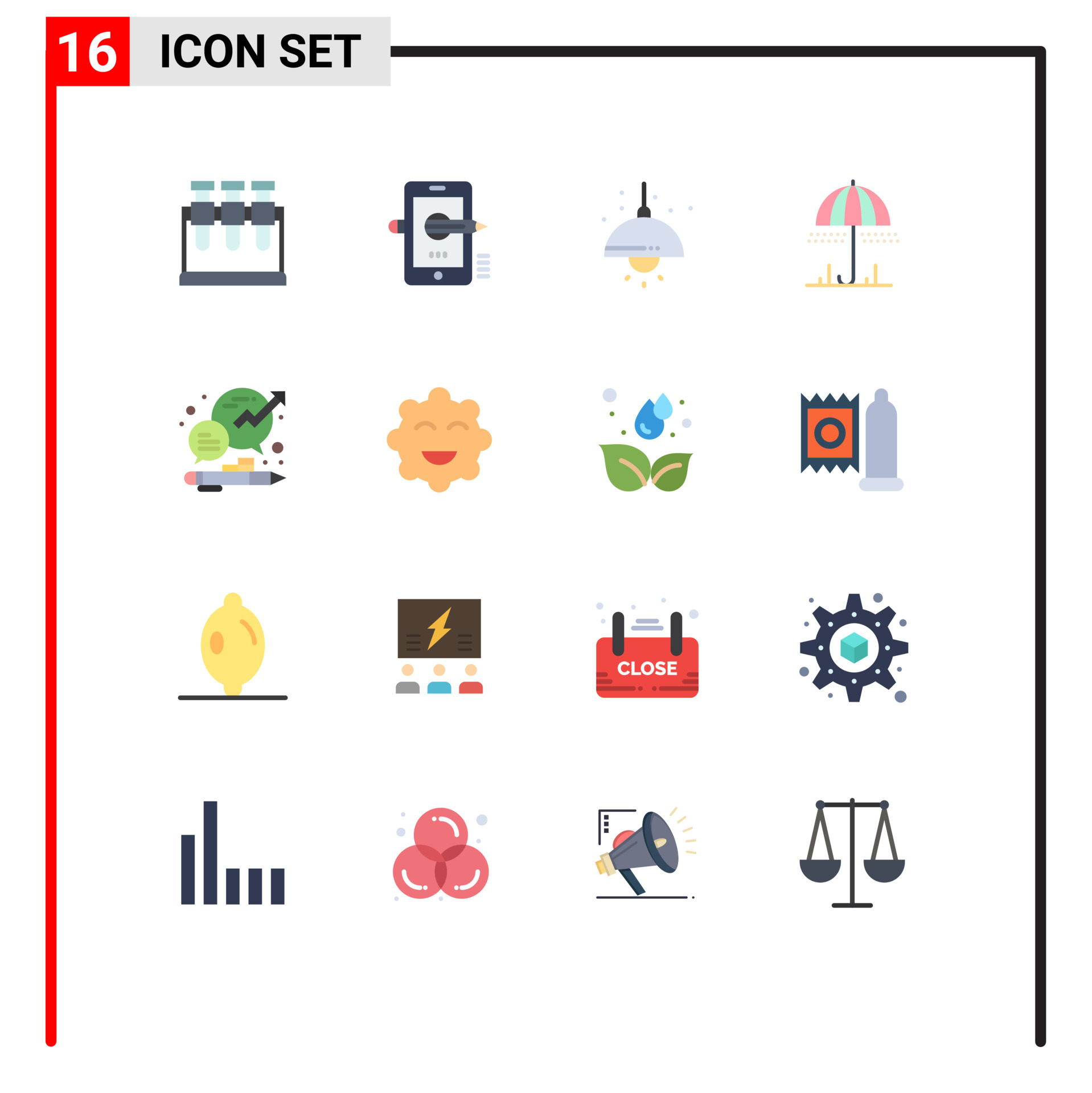 Stock Vector Icon Pack Of 16 Line Signs And Symbols For Chat Spring