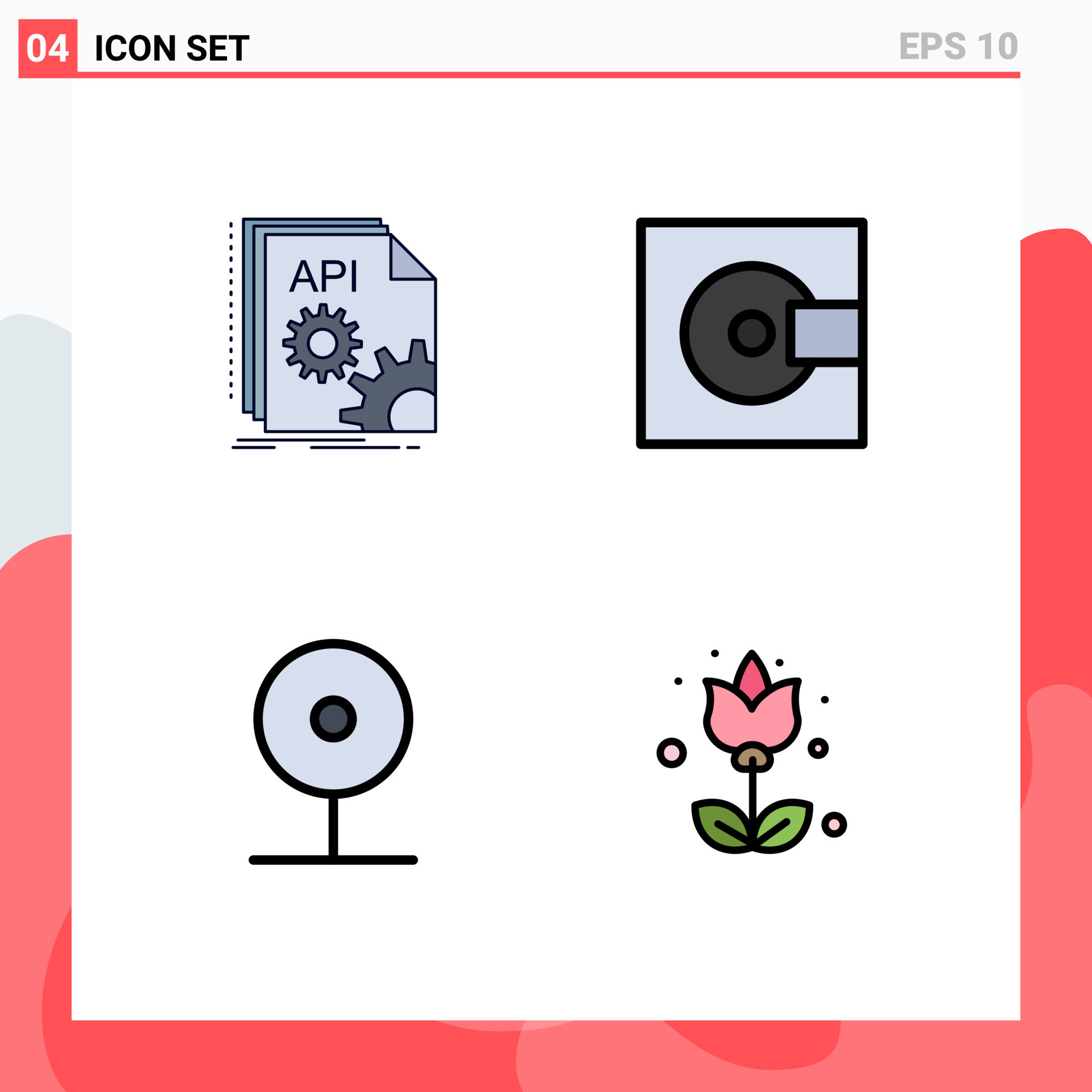 4 Creative Icons Modern Signs and Symbols of api technology developer ...