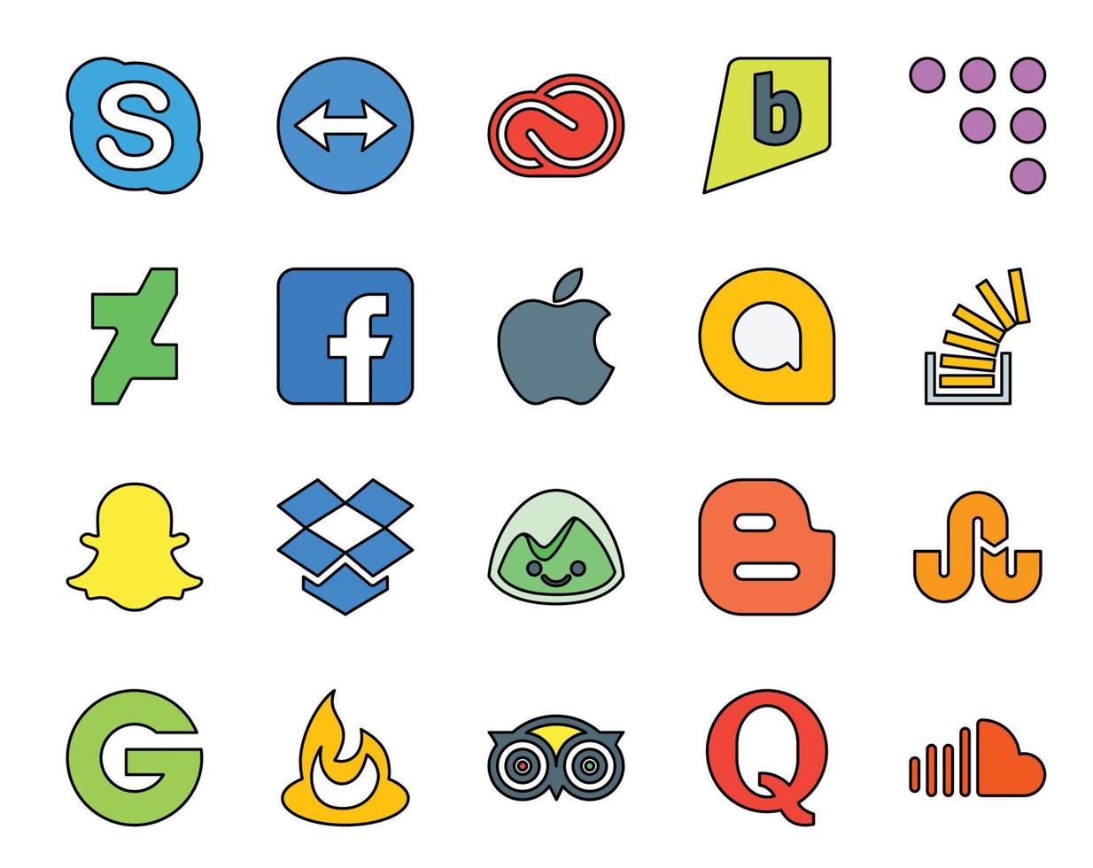 20 Social Media Icon Pack Including dropbox overflow deviantart stock ...