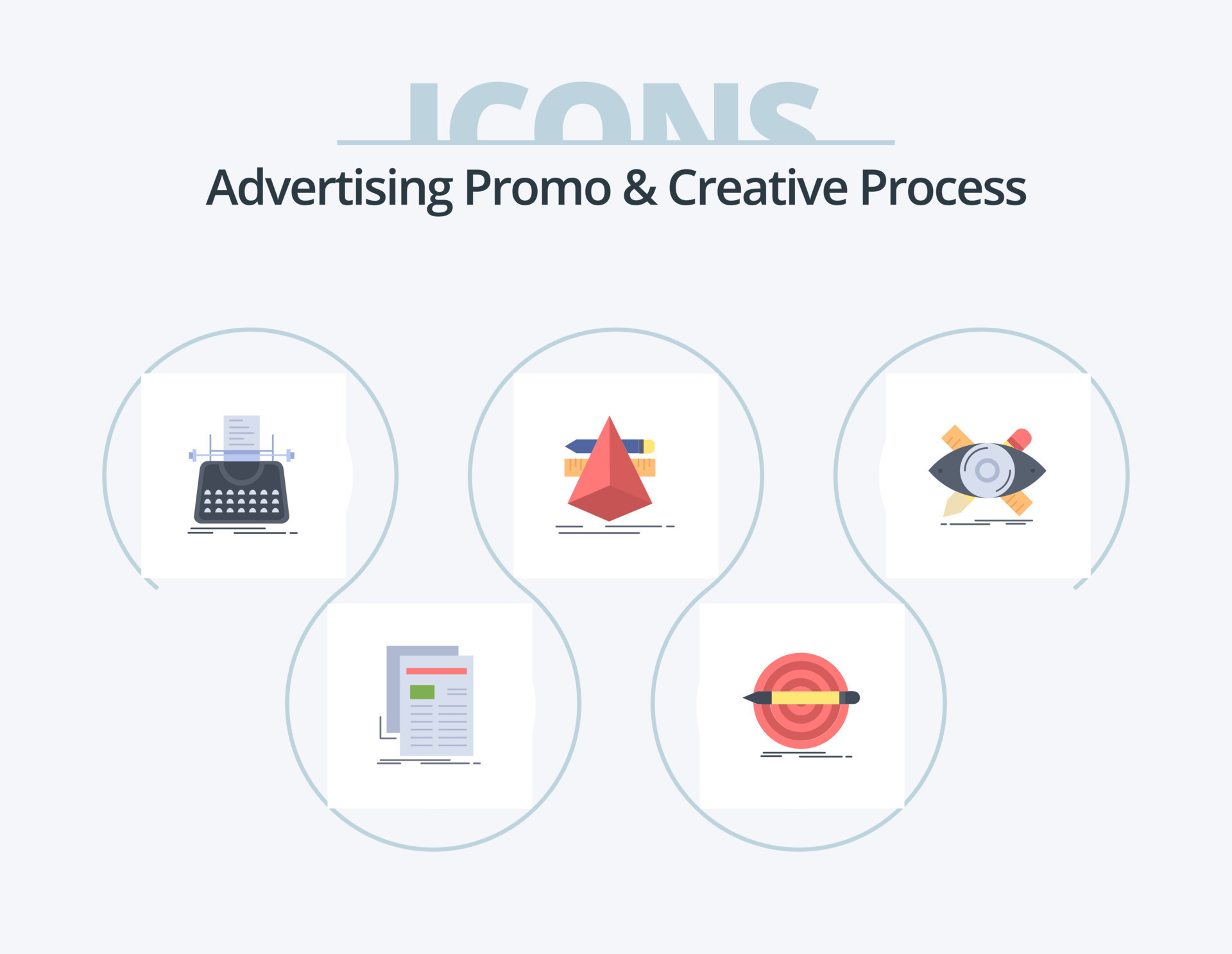Advertising Promo And Creative Process Flat Icon Pack 5 Icon Design ... Advertising Promo And Creative Process Flat Icon Pack 5 Icon Design ...