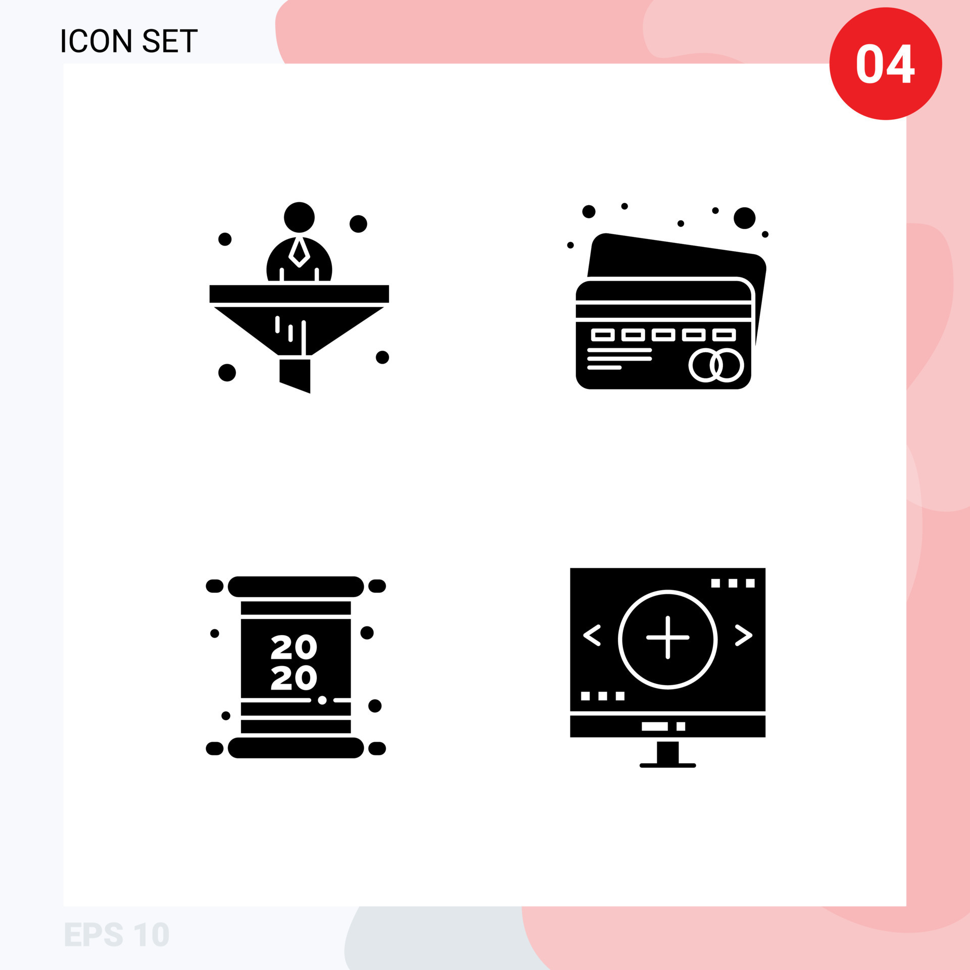 User Interface Pack of 4 Basic Solid Glyphs of business invite financial payment computer ...