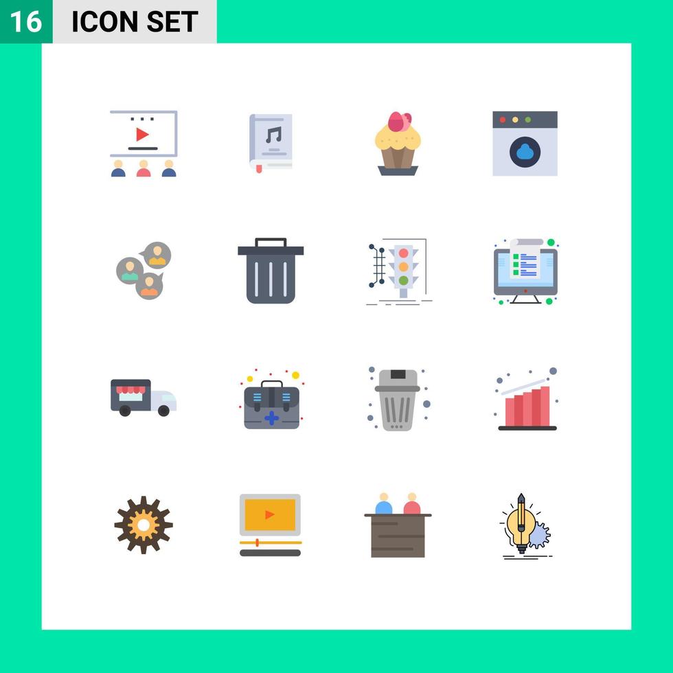 16 Universal Flat Colors Set For Web And Mobile Applications Focus Group Cloud Video App Food