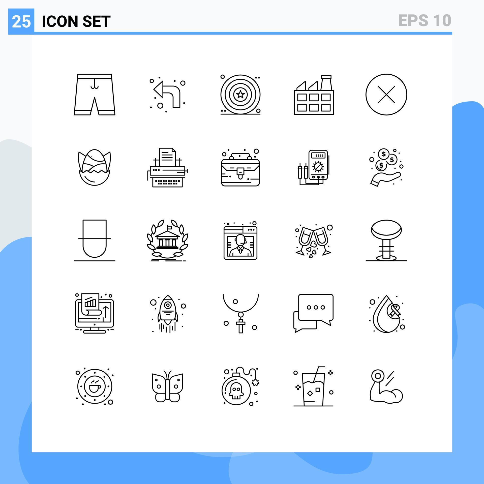 Set of 25 Modern UI Icons Symbols Signs for delete industry left ...