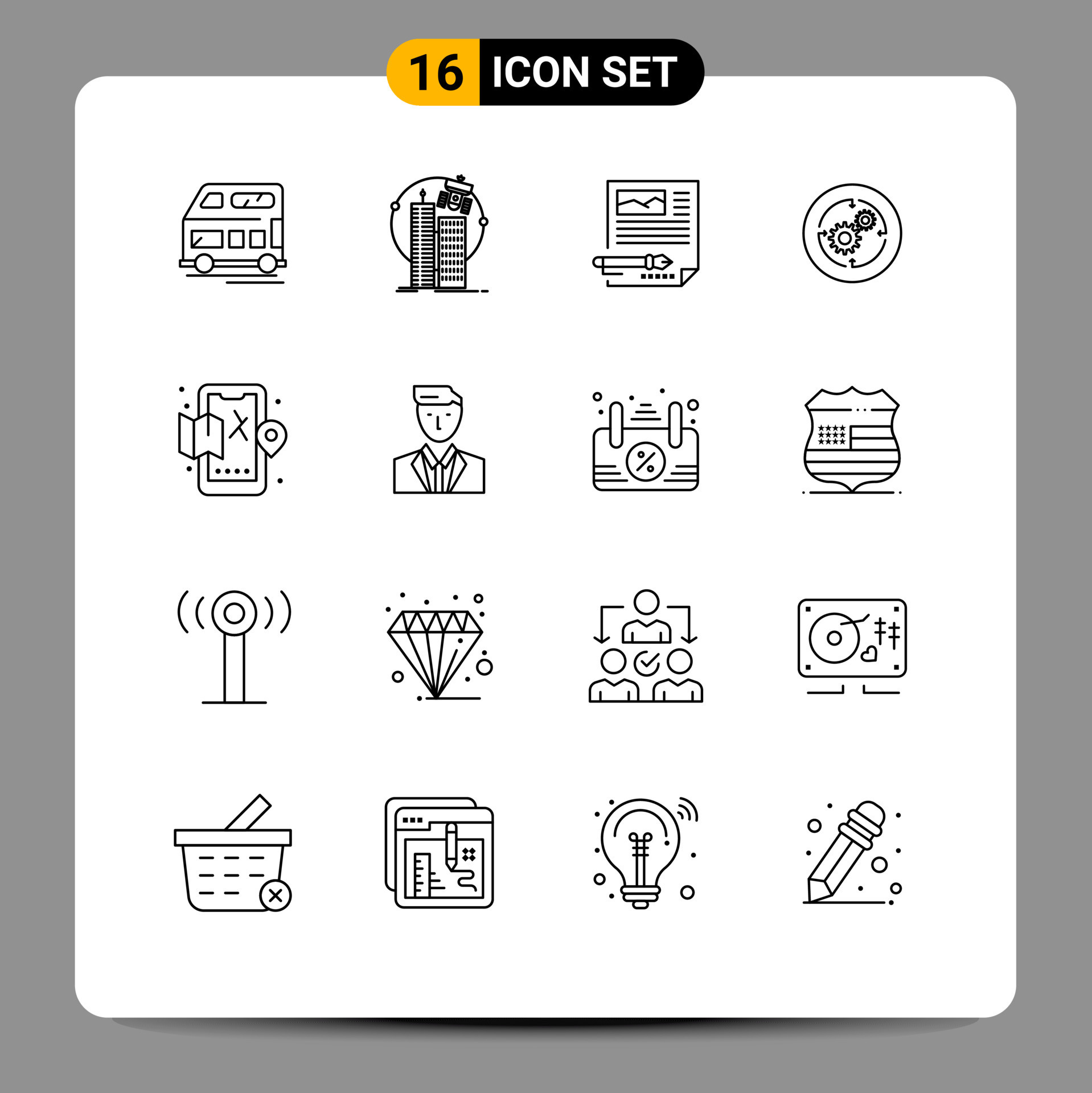 Stock Vector Icon Pack Of 16 Line Signs And Symbols For Finance Business Corporation Solution