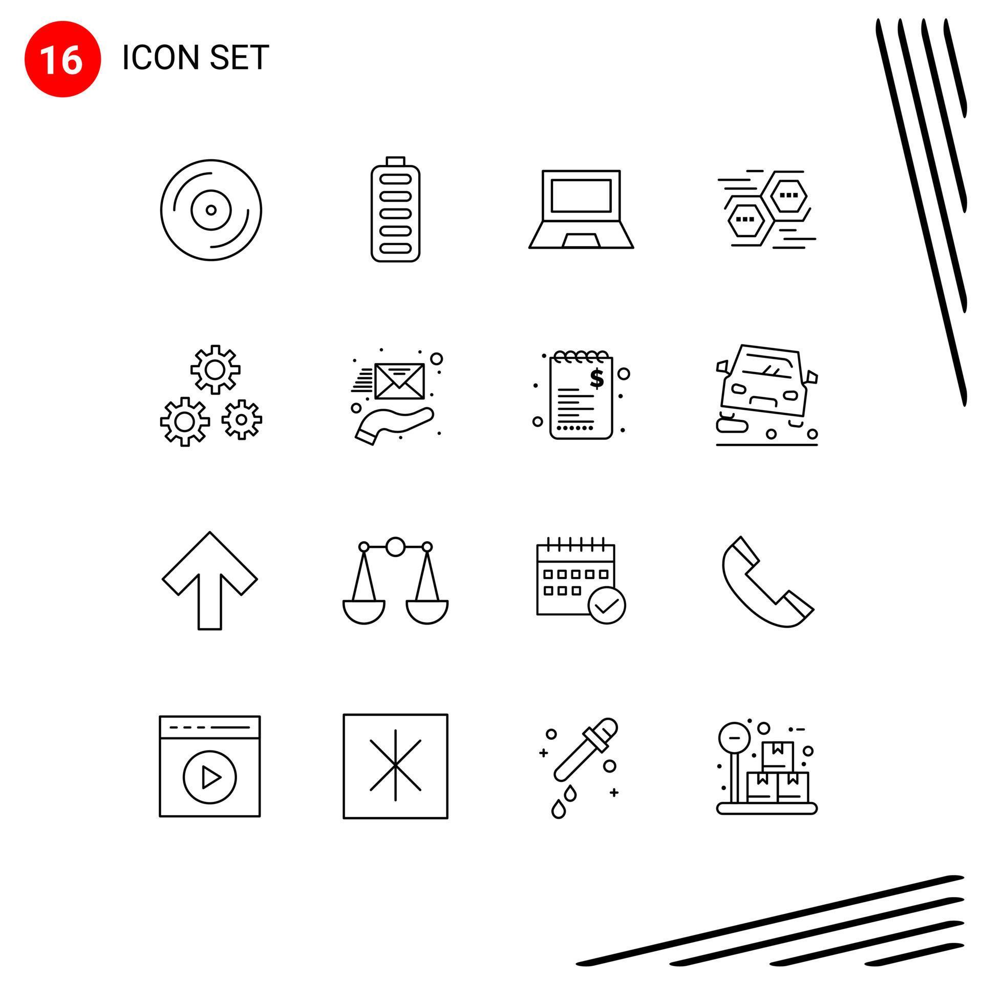 User Interface Pack Of 16 Basic Outlines Of Configuration Hexagon Devices Data Connect Editable