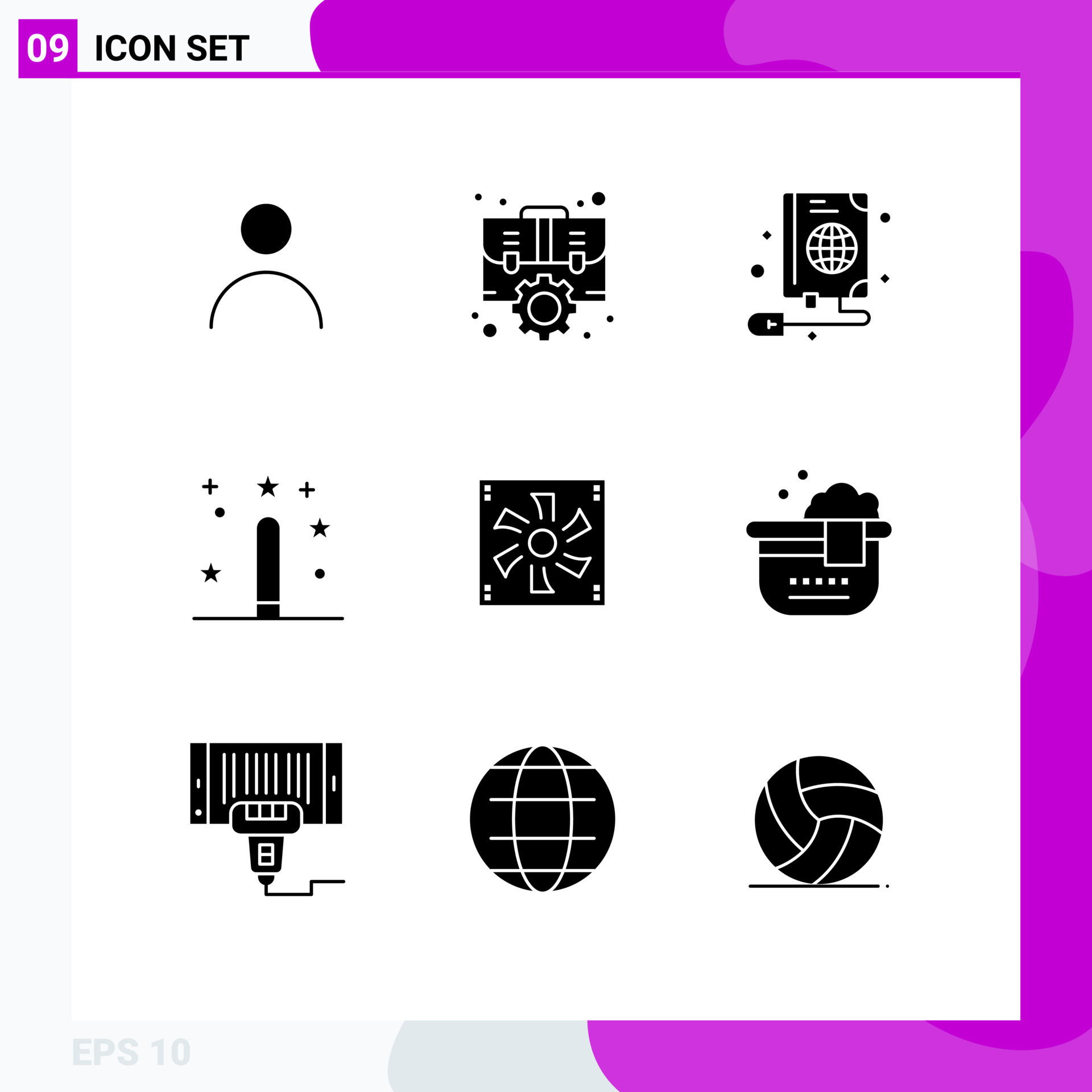 Group of 9 Solid Glyphs Signs and Symbols for programing development ...