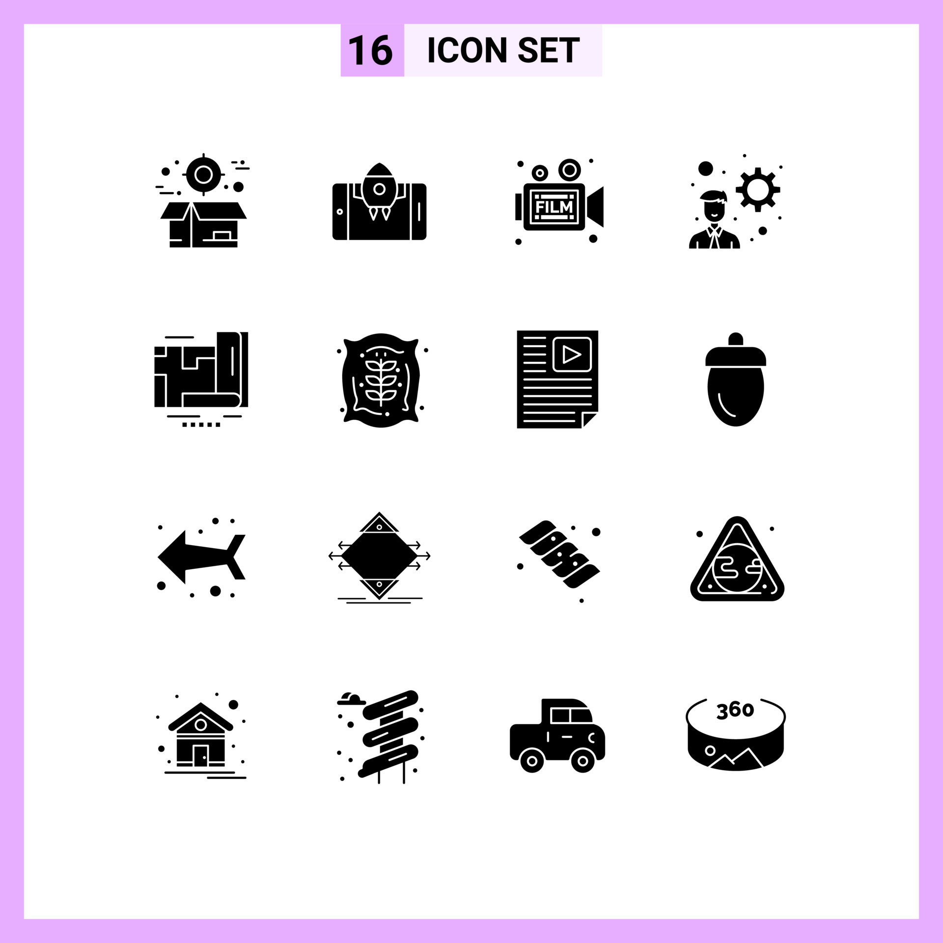 Set of 16 Modern UI Icons Symbols Signs for gps development start developer retro Editable ...