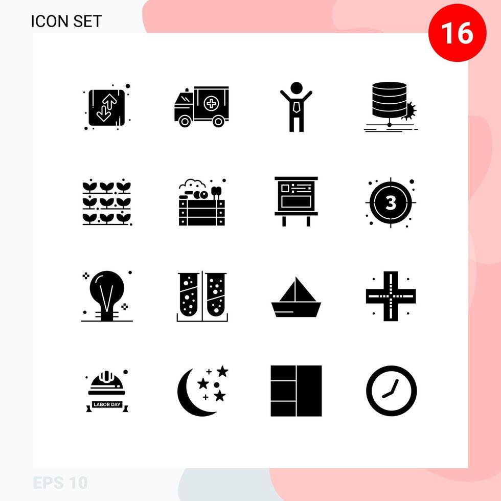 Modern Set of 16 Solid Glyphs Pictograph of diagram chart help algorithm success Editable Vector ...