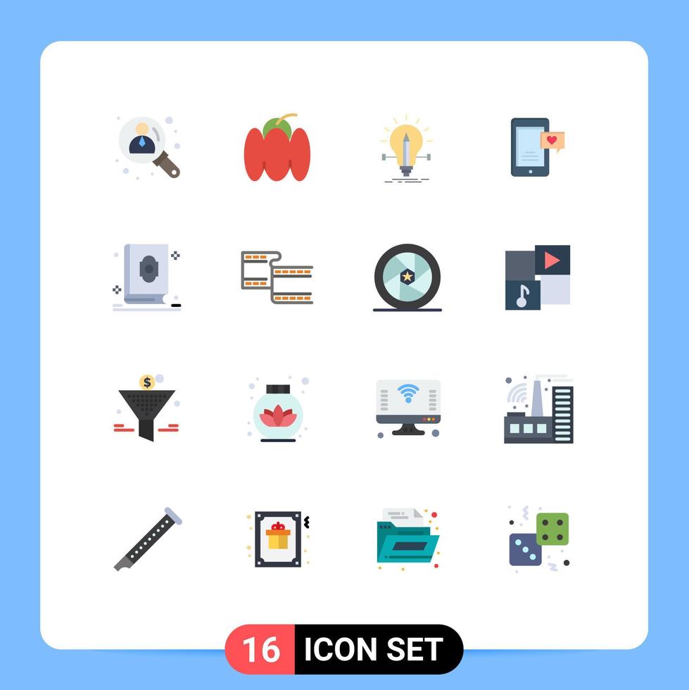 16 Universal Flat Colors Set For Web And Mobile Applications Quran Chat Bubble Bulb Chat Pencil