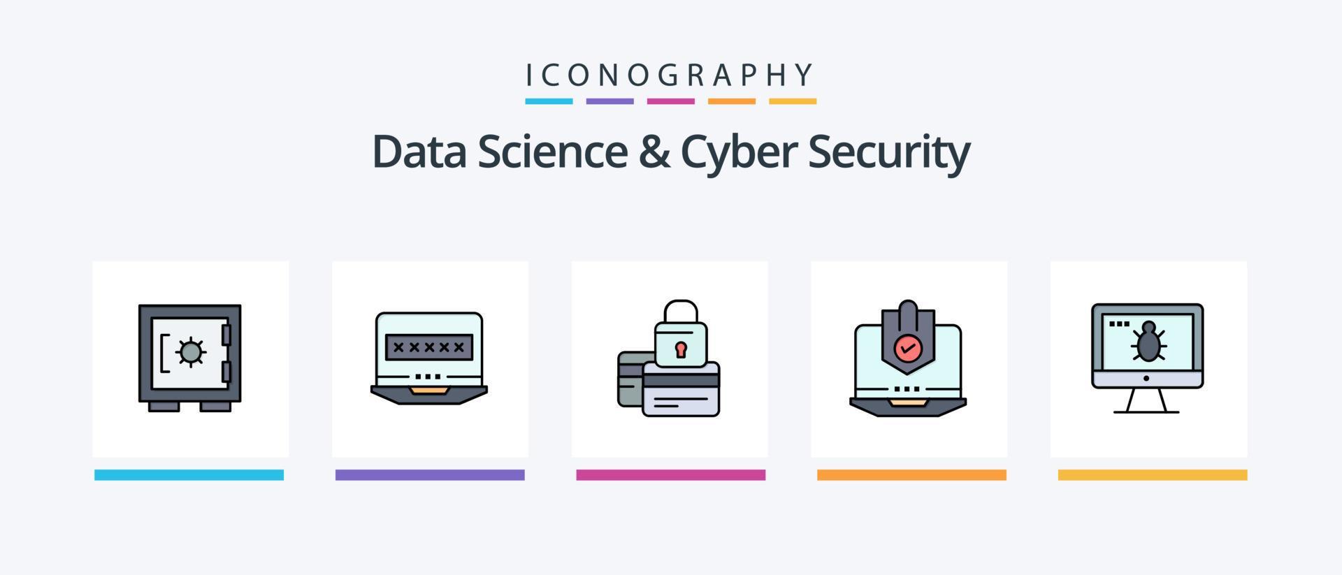 Data Science And Cyber Security Line Filled 5 Icon Pack Including Keys Shield Computer