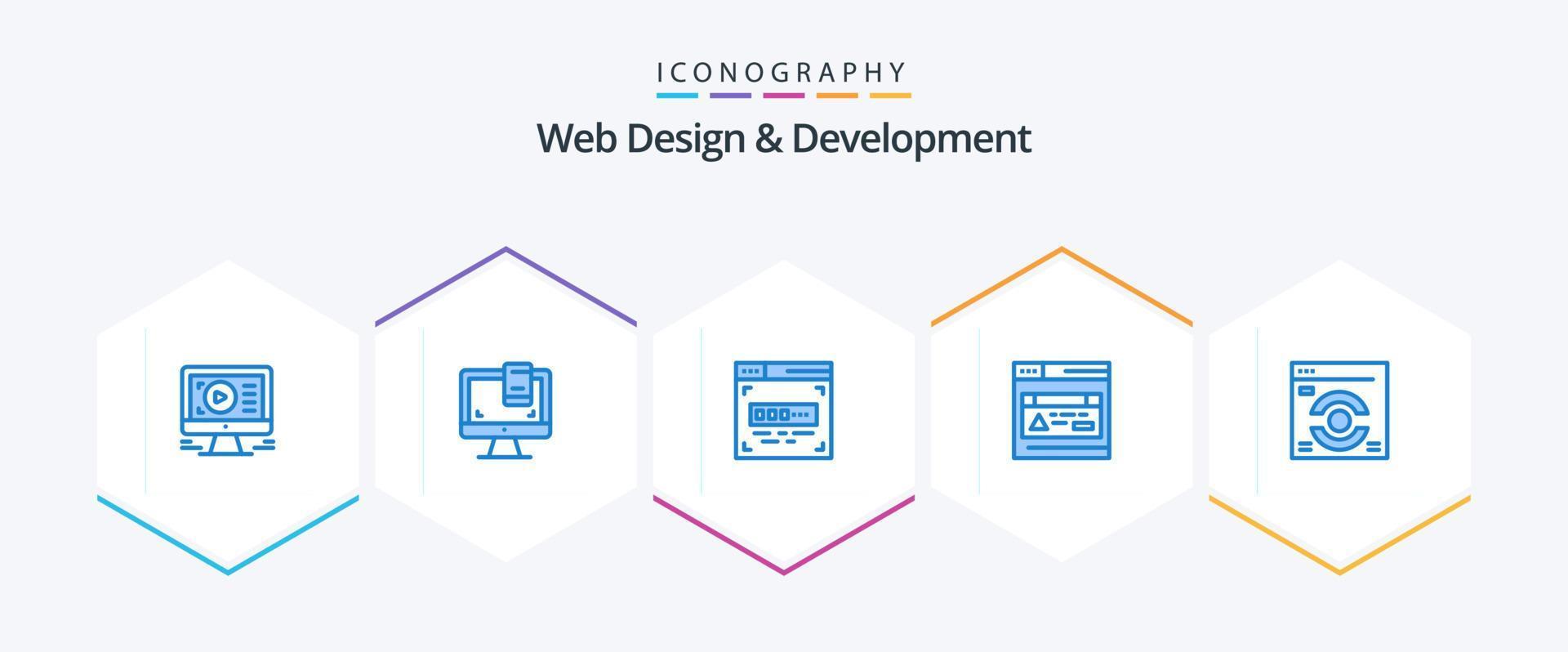 Web Design And Development 25 Blue icon pack including . web. code. web page. web 18533775 ...