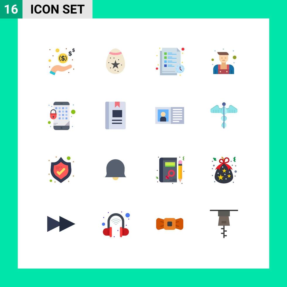 16 User Interface Flat Color Pack Of Modern Signs And Symbols Of Mobile Encryption Reading Time