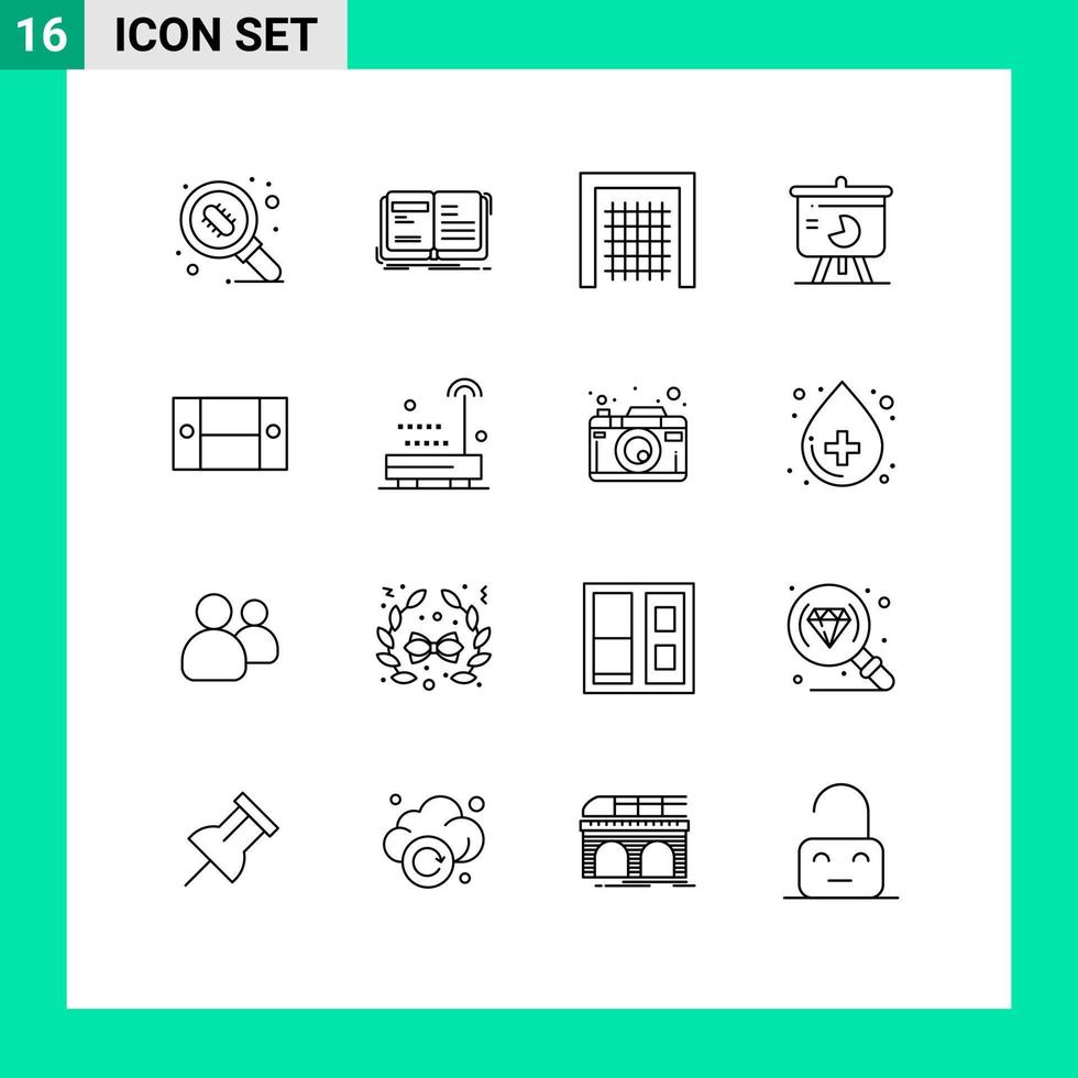 16 User Interface Outline Pack of modern Signs and Symbols of graph ...