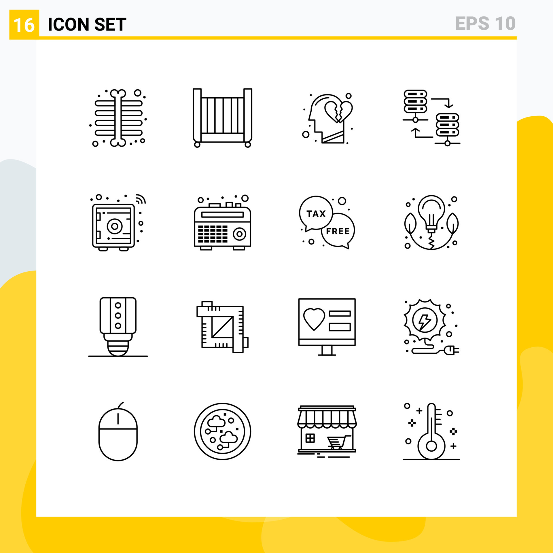 User Interface Pack of 16 Basic Outlines of locker smart feeling share server hosting Editable ...