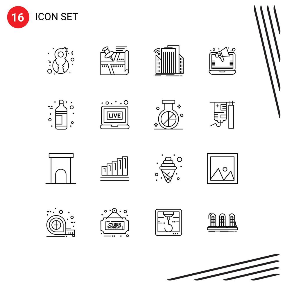 Set of 16 Vector Outlines on Grid for online marketing marketing map ads smart Editable Vector ...