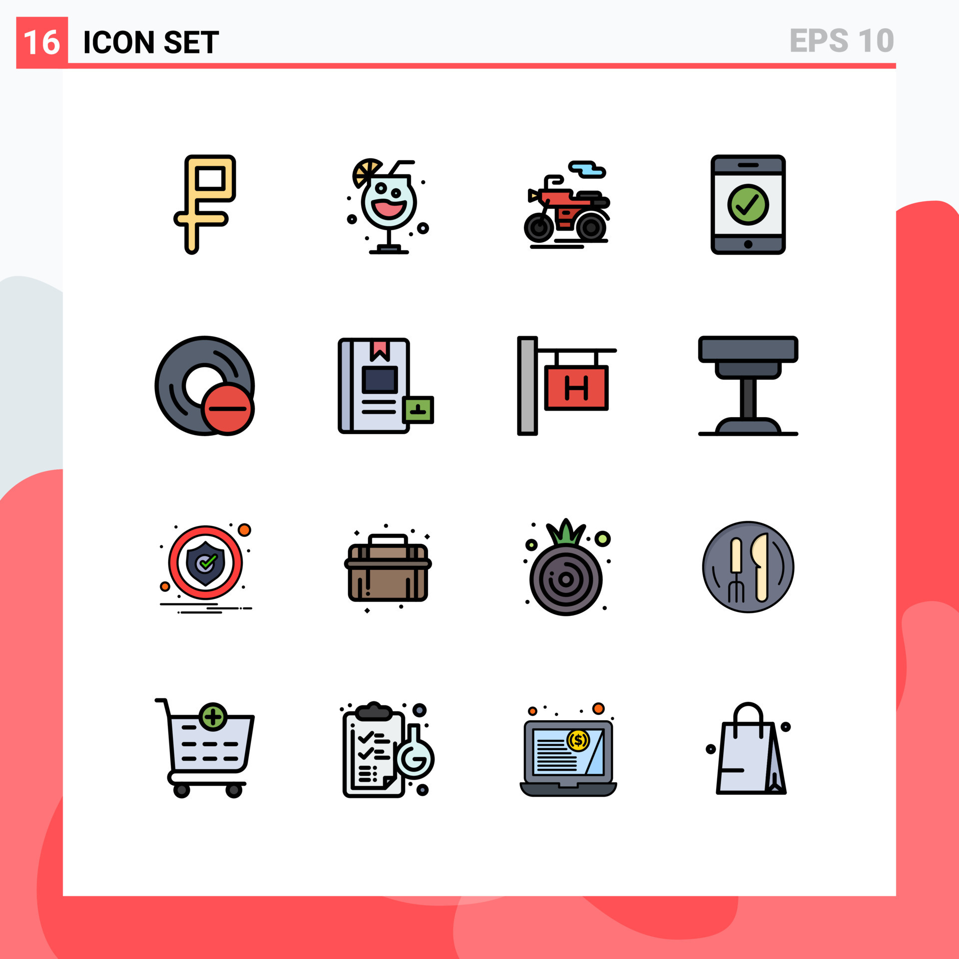 Set of 16 Modern UI Icons Symbols Signs for e hardware transport gadget devices Editable ...