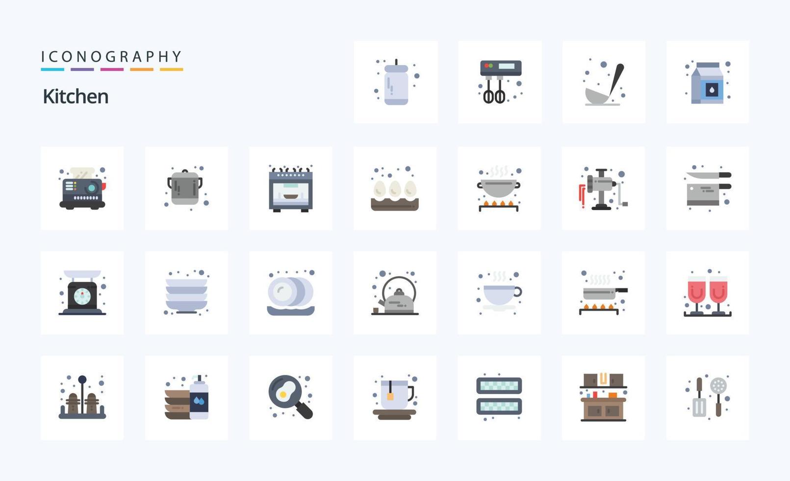 25 Kitchen Flat color icon pack 18535254 Vector Art at Vecteezy