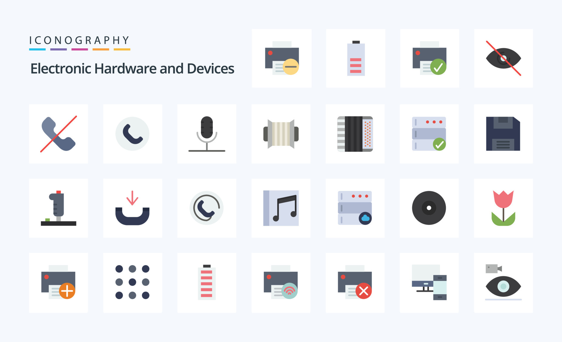 25 Devices Flat color icon pack 18535423 Vector Art at Vecteezy