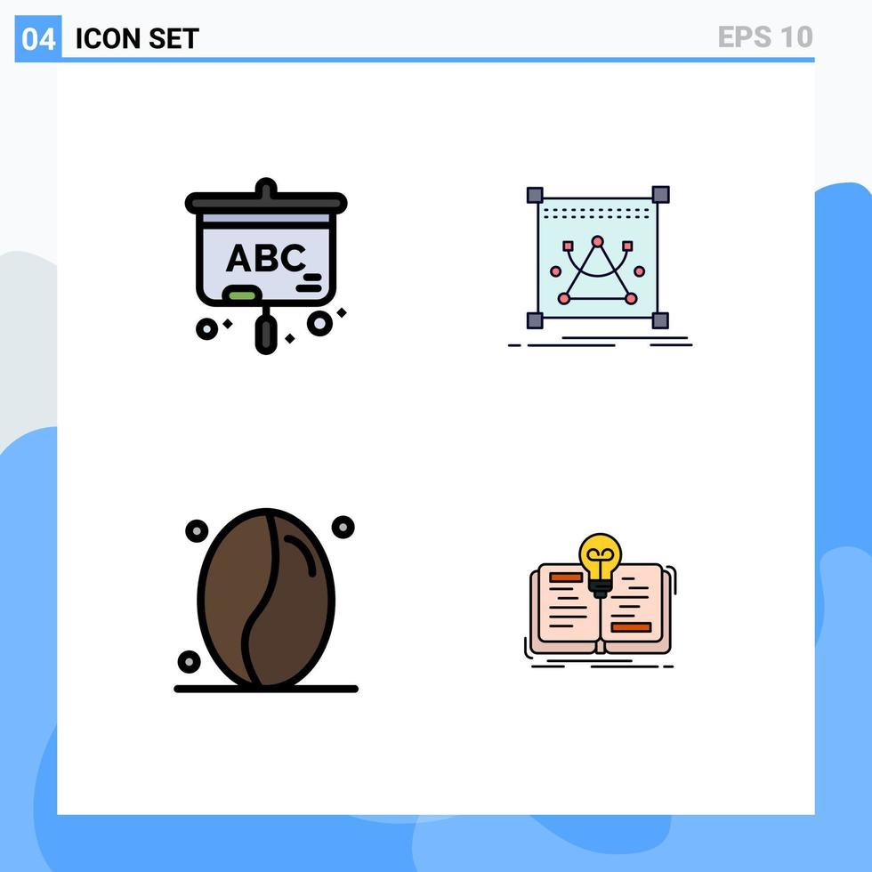 Set Of 4 Vector Filledline Flat Colors On Grid For Projector Grains Edit Resize Idea Editable