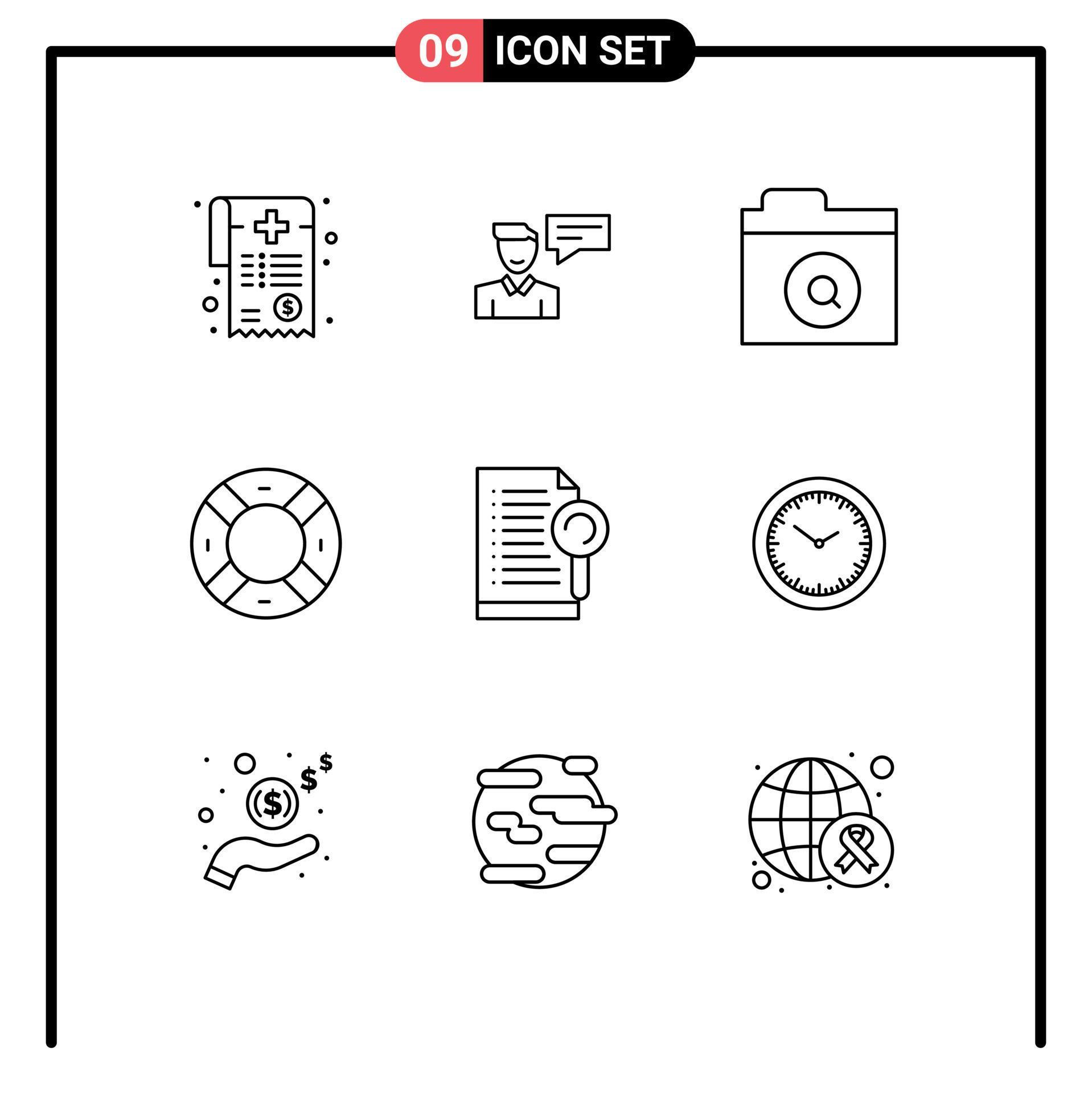 9 Thematic Vector Outlines And Editable Symbols Of File Ui Conversation