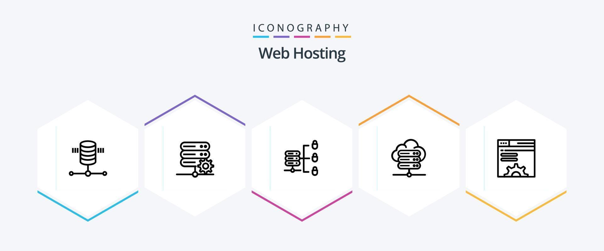 Web Hosting 25 Line icon pack including server connection. database ... Web Hosting 25 Line icon pack including server connection. database ...