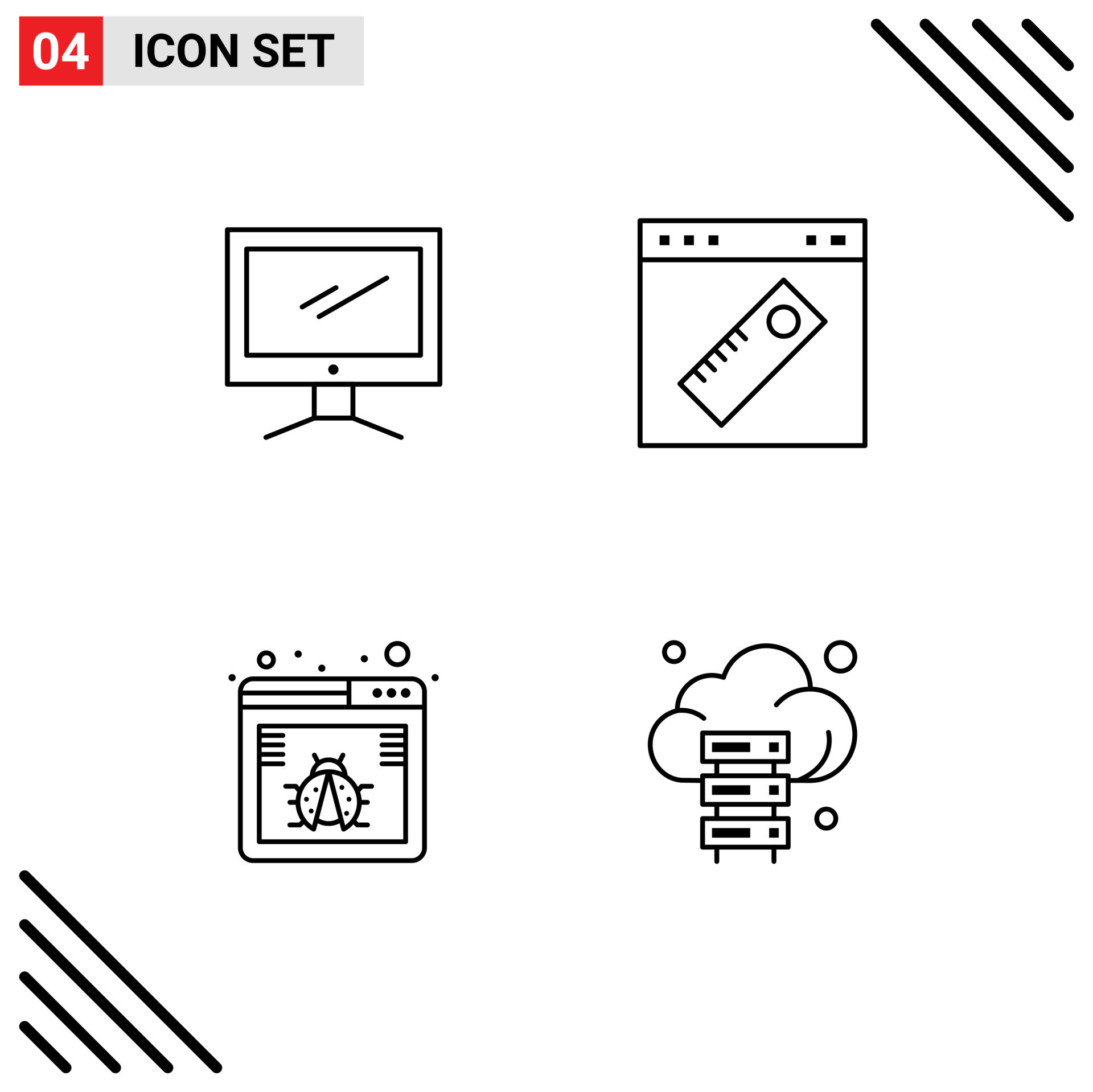 4 Universal Filledline Flat Colors Set For Web And Mobile Applications Computer Website Imac