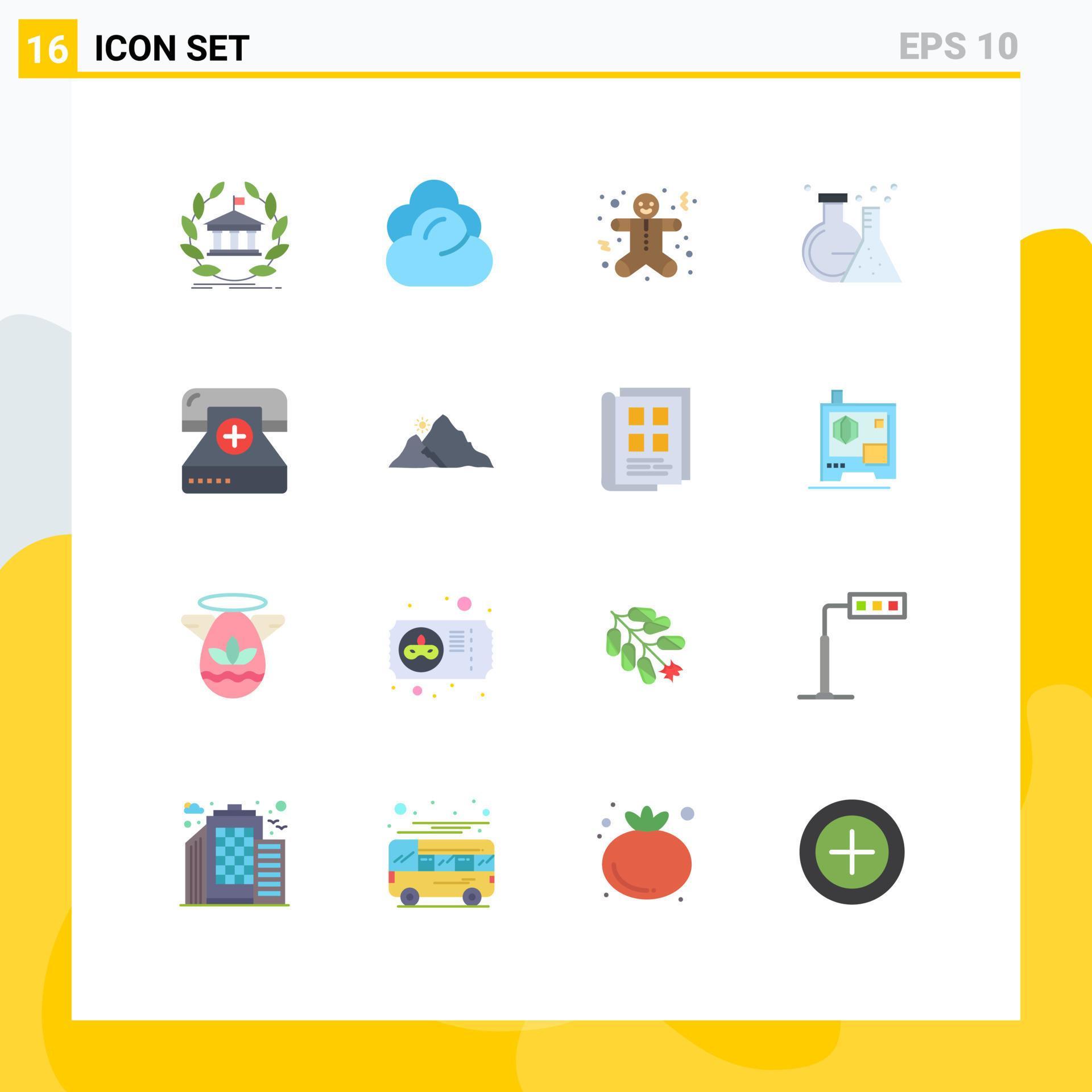 Stock Vector Icon Pack of 16 Line Signs and Symbols for test lab server ...