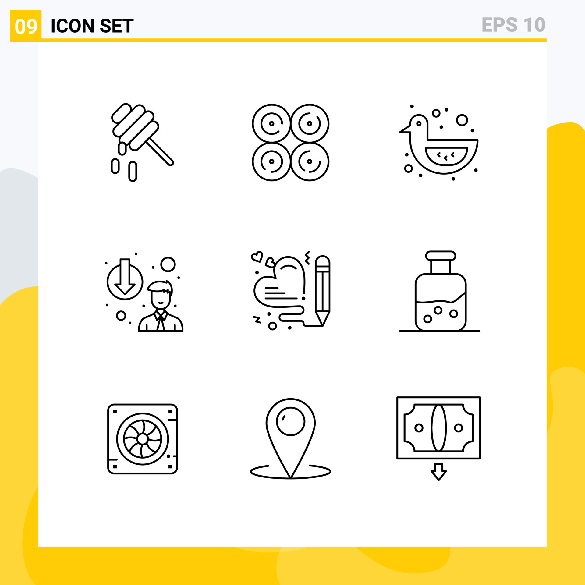 User Interface Pack of 9 Basic Outlines of pen heart duck downgrade ... User Interface Pack of 9 Basic Outlines of pen heart duck downgrade ...