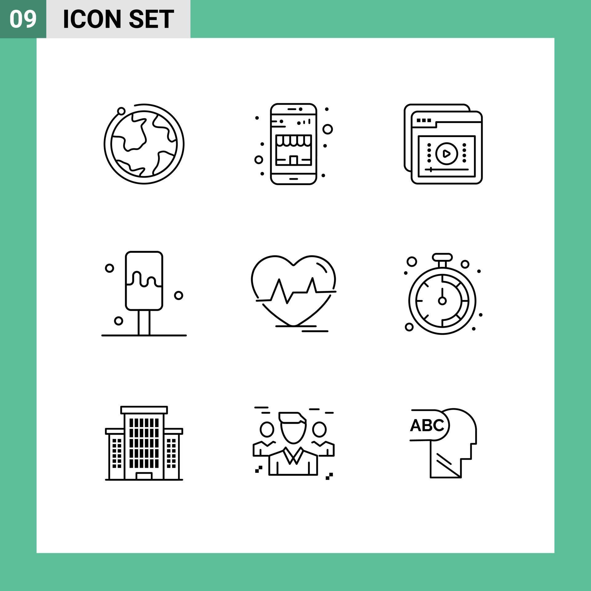 Set Of 9 Vector Outlines On Grid For Ecg Ice Tutorials Cream Learning Editable Vector Design