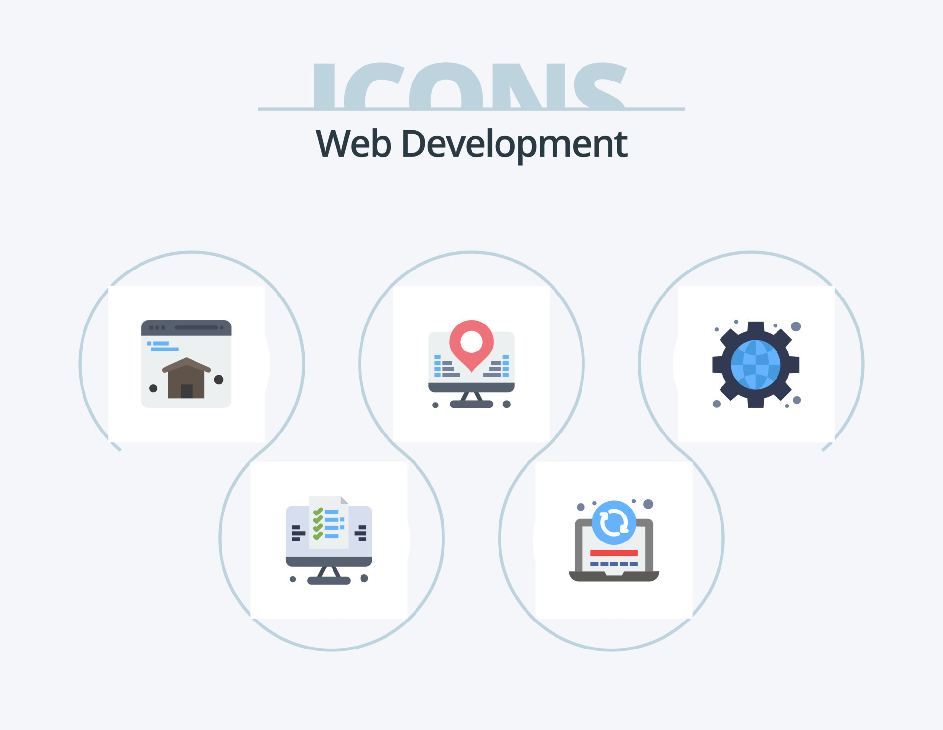 Web Development Flat Icon Pack 5 Icon Design. web. gear. browser. map ...