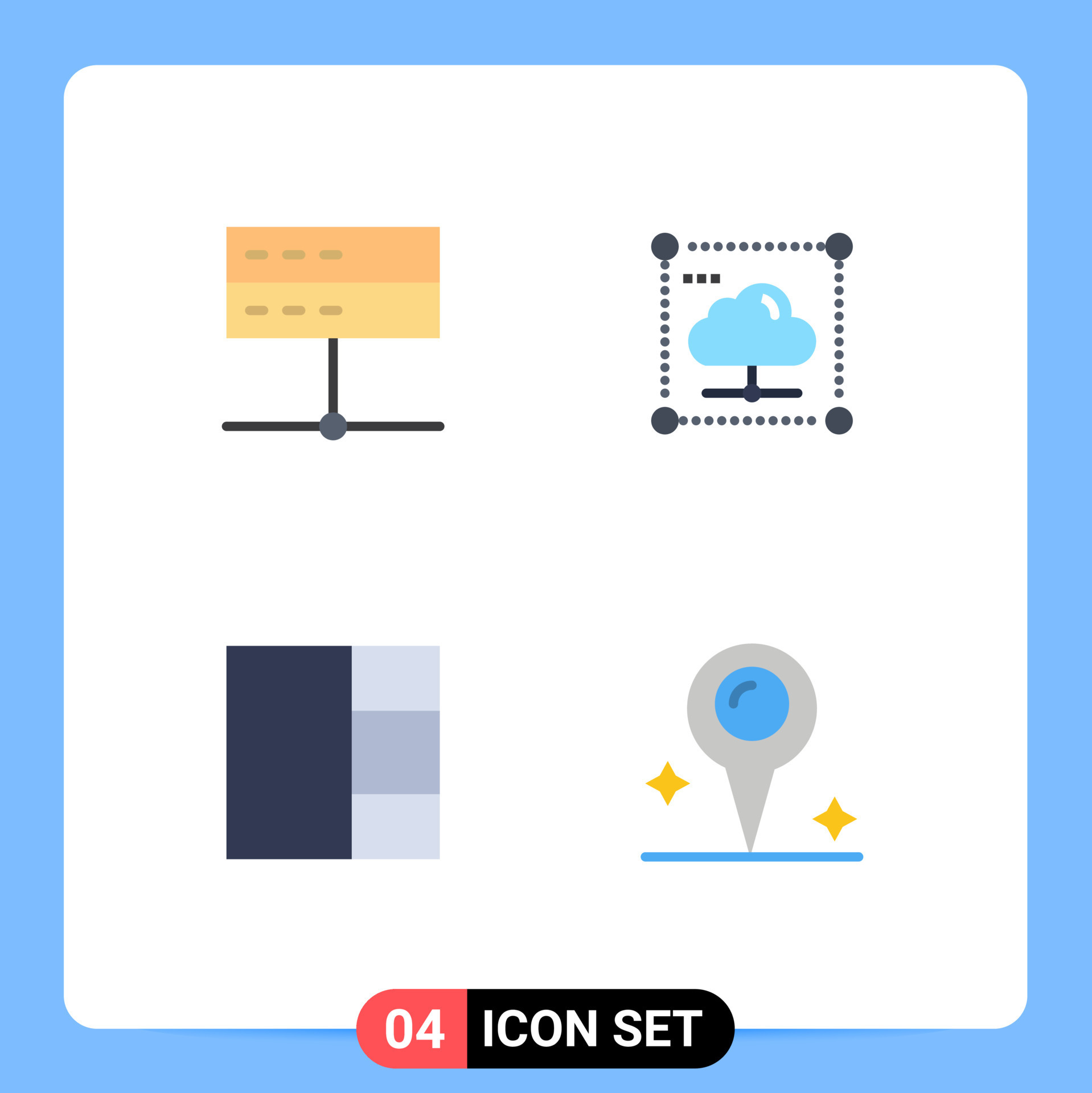 Flat Icon Pack of 4 Universal Symbols of admin network server share ...