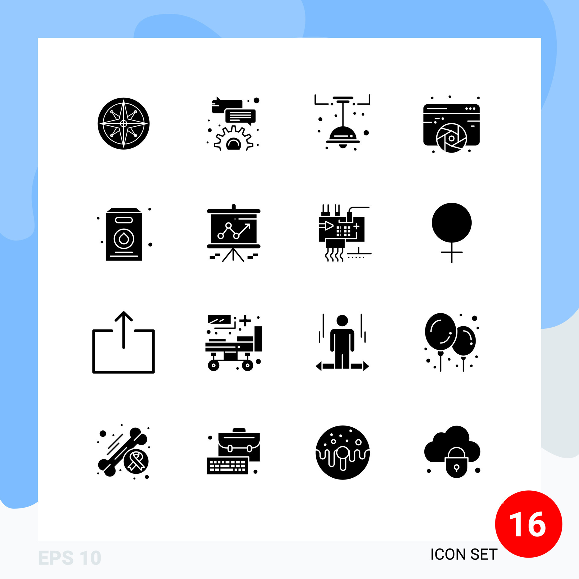 Pack of 16 creative Solid Glyphs of milk graphic kitchen fine arts ...