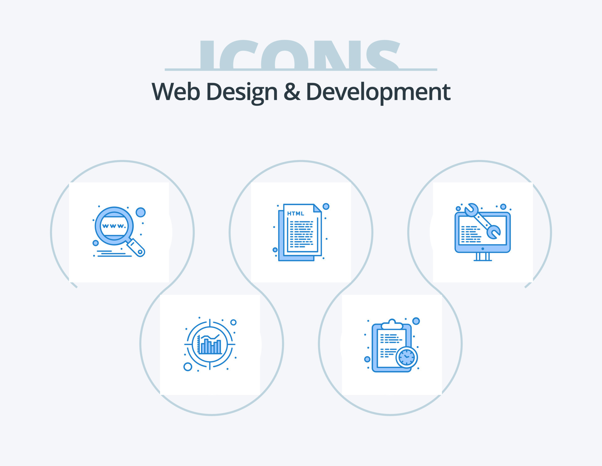 Web Design And Development Blue Icon Pack 5 Icon Design. coding. web ...