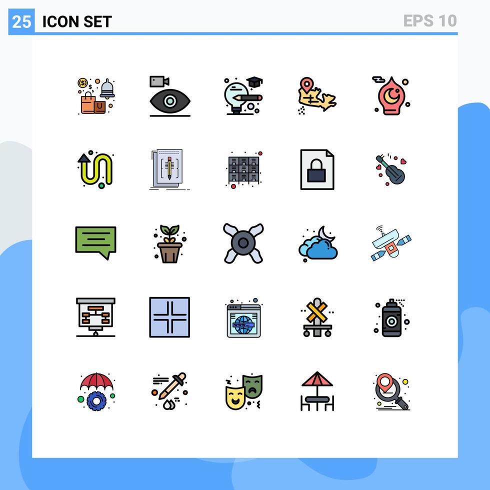 Mobile Interface Filled Line Flat Color Set Of 25 Pictograms Of Month Location Device Map